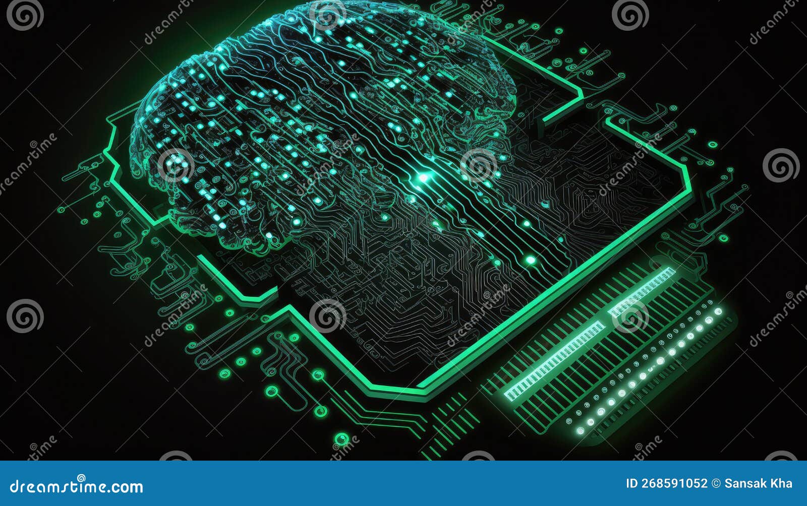 Processor Chipset and Circuit Board Background. Futuristic Cyberspace ...