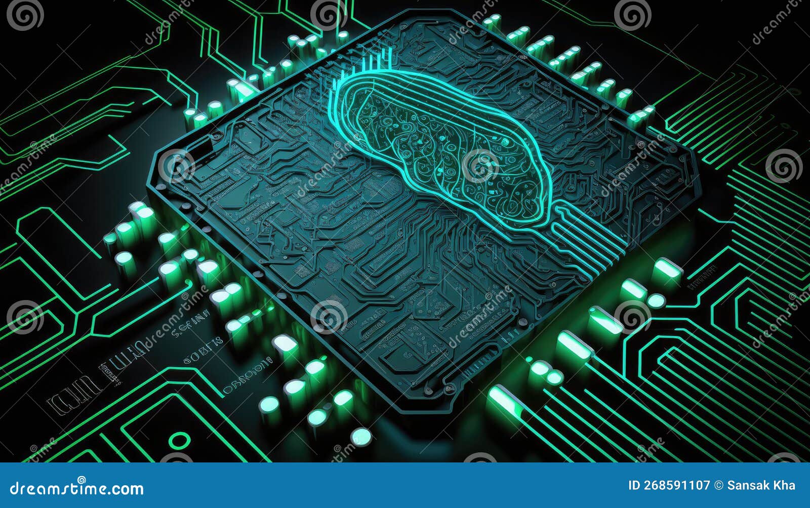 Processor Chipset and Circuit Board Background. Futuristic Cyberspace ...