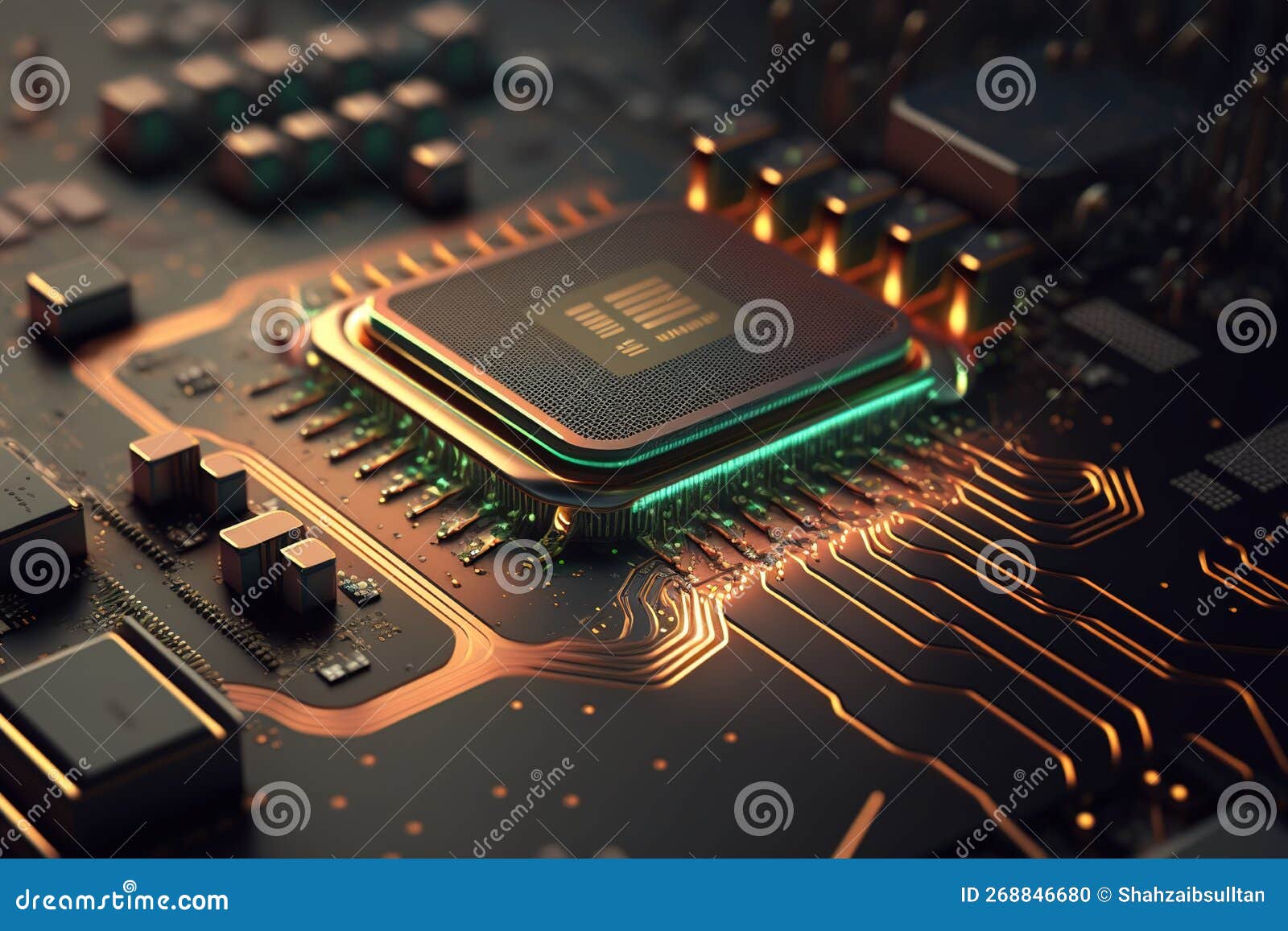 Processor Chipset and Circuit Board Background Stock Illustration ...