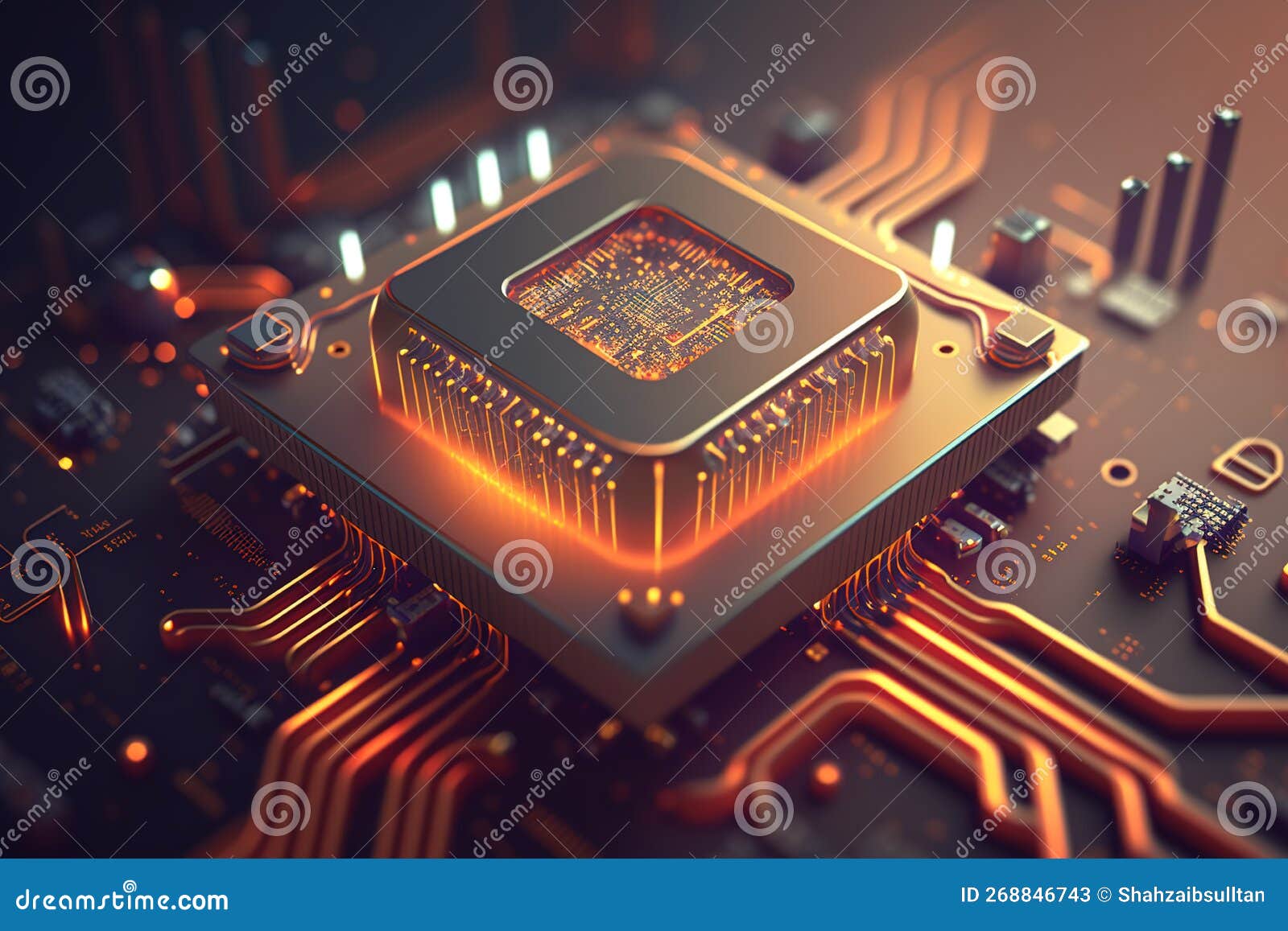 Processor Chipset and Circuit Board Background Stock Illustration ...