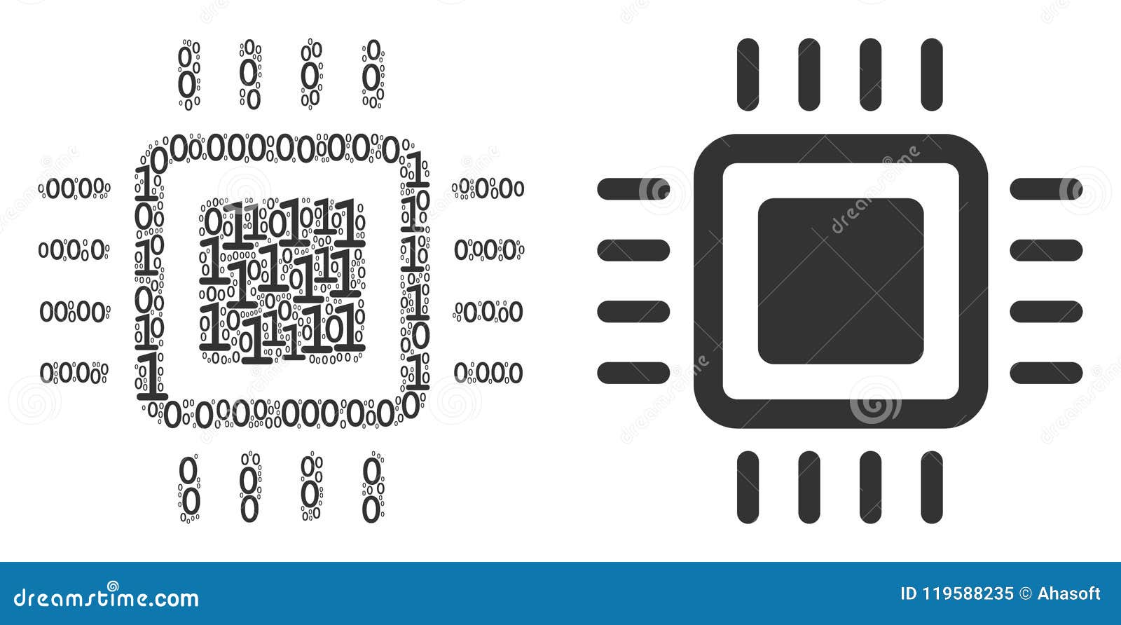 Processor Mosaic of Binary Digits Stock Vector - Illustration of ...