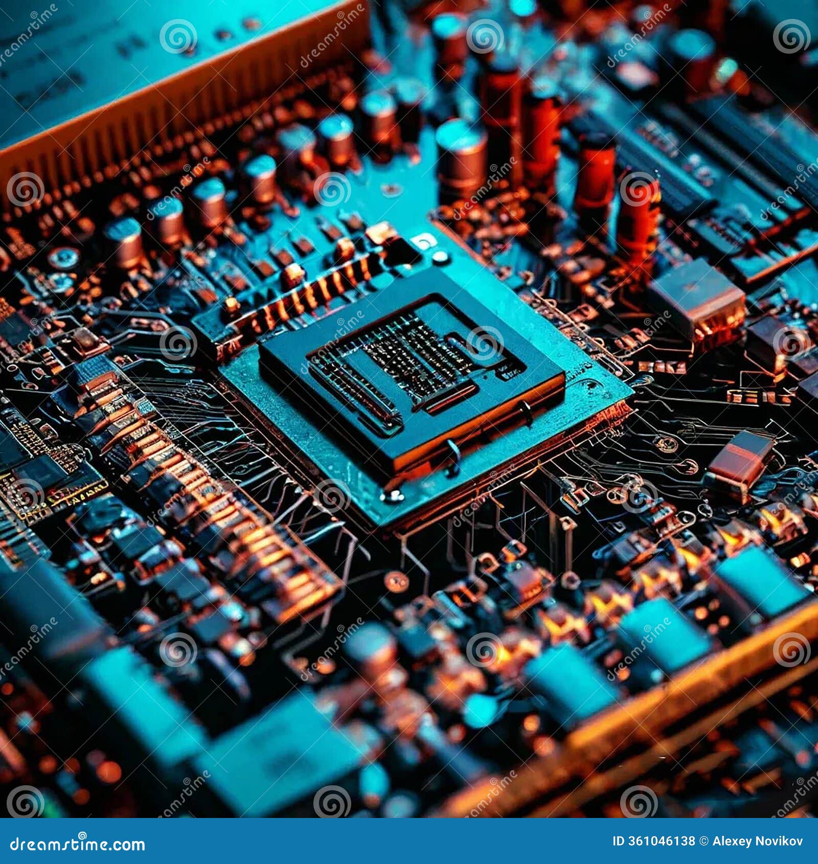 Processor in a Computer Board Stock Photo - Image of artificial ...