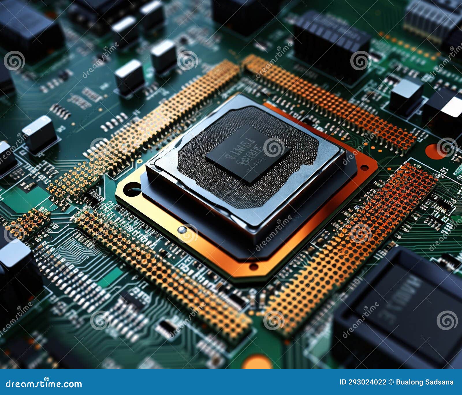 Processor on a Computer Circuit Board. Stock Illustration ...