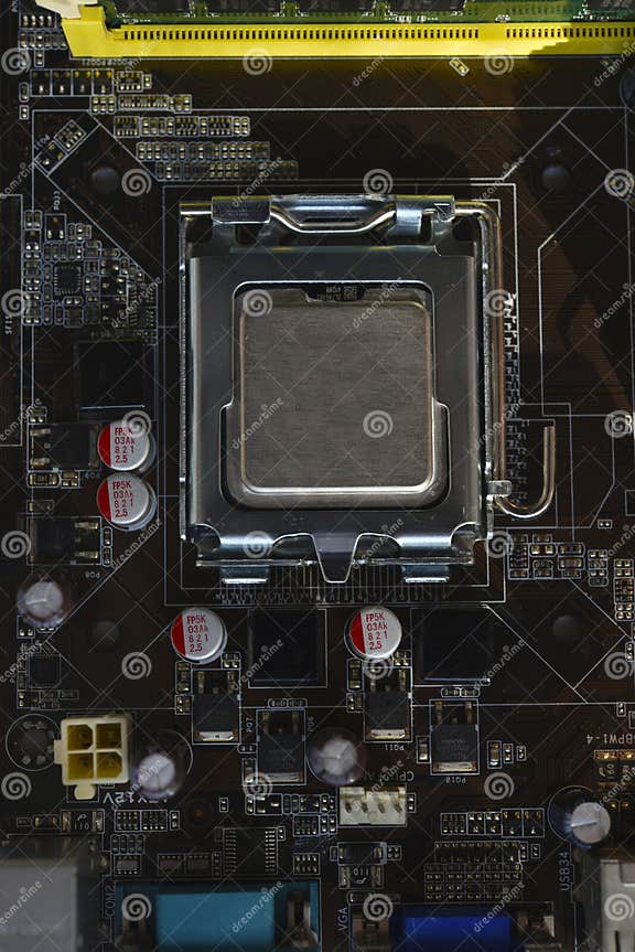 The Processor of the Computer on the Motherboard. Electronic Elements ...