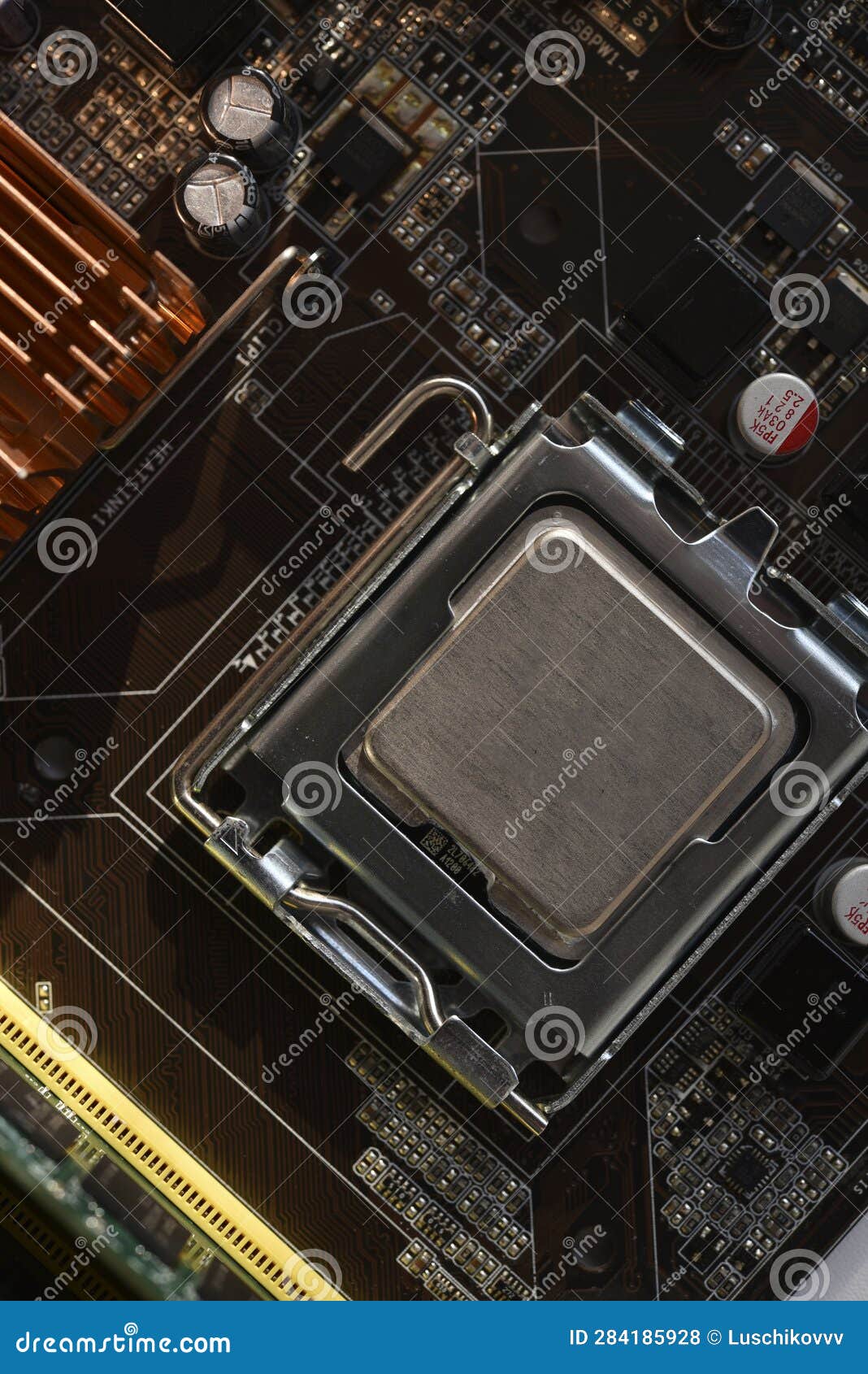 The Processor of the Computer on the Motherboard. Electronic Elements ...