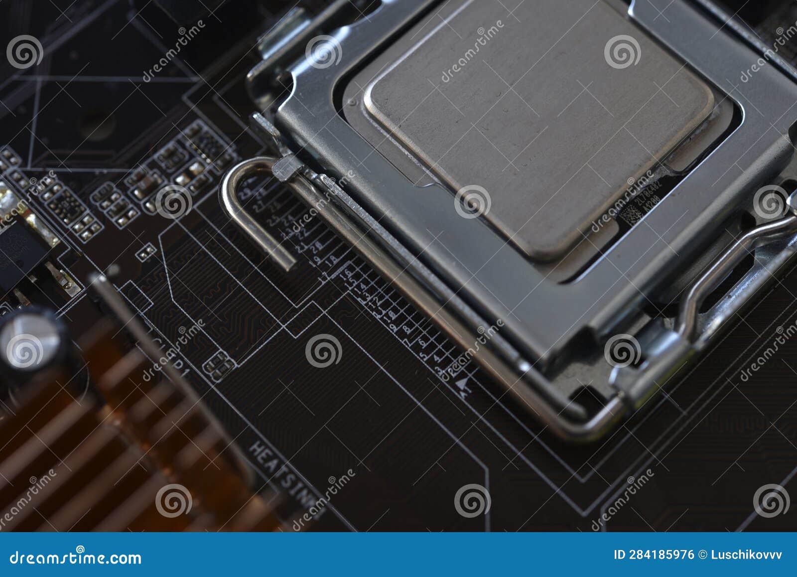 The Processor of the Computer on the Motherboard. Electronic Elements ...