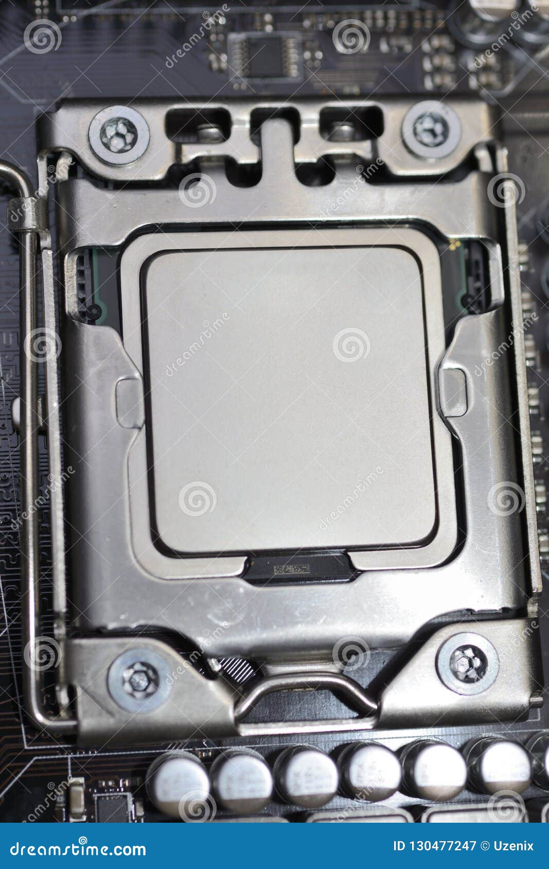 Processor CPU Installed in the Slot on the Motherboard Stock Image ...