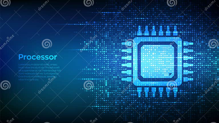 Processor. CPU Microprocessor or Chip Icon Made with Binary Code. Computer Chip. Ai Chipset ...