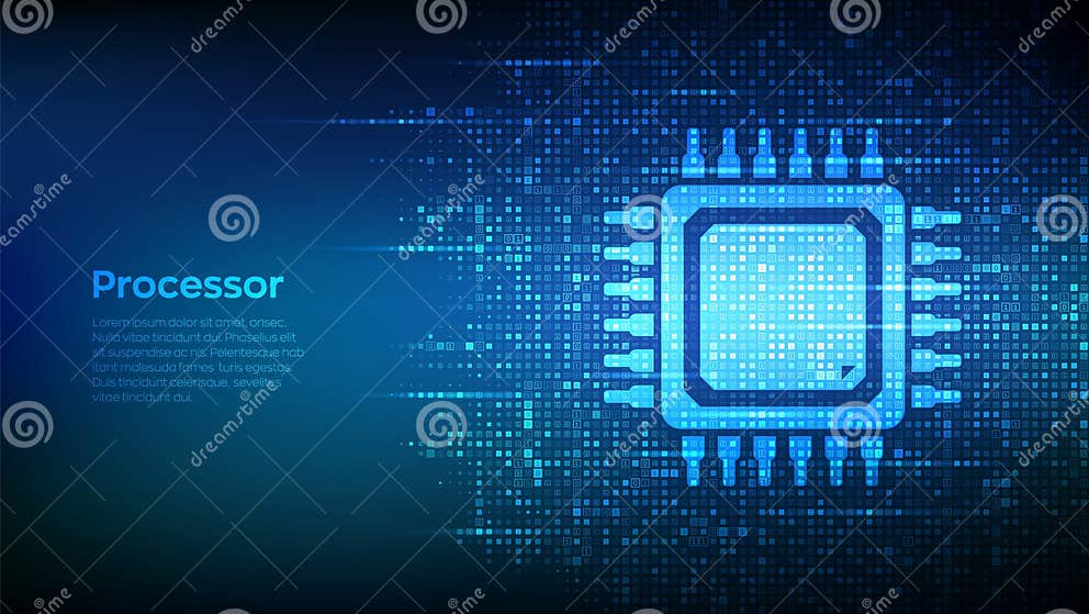 Processor. CPU Microprocessor or Chip Icon Made with Binary Code. Computer Chip. Ai Chipset ...