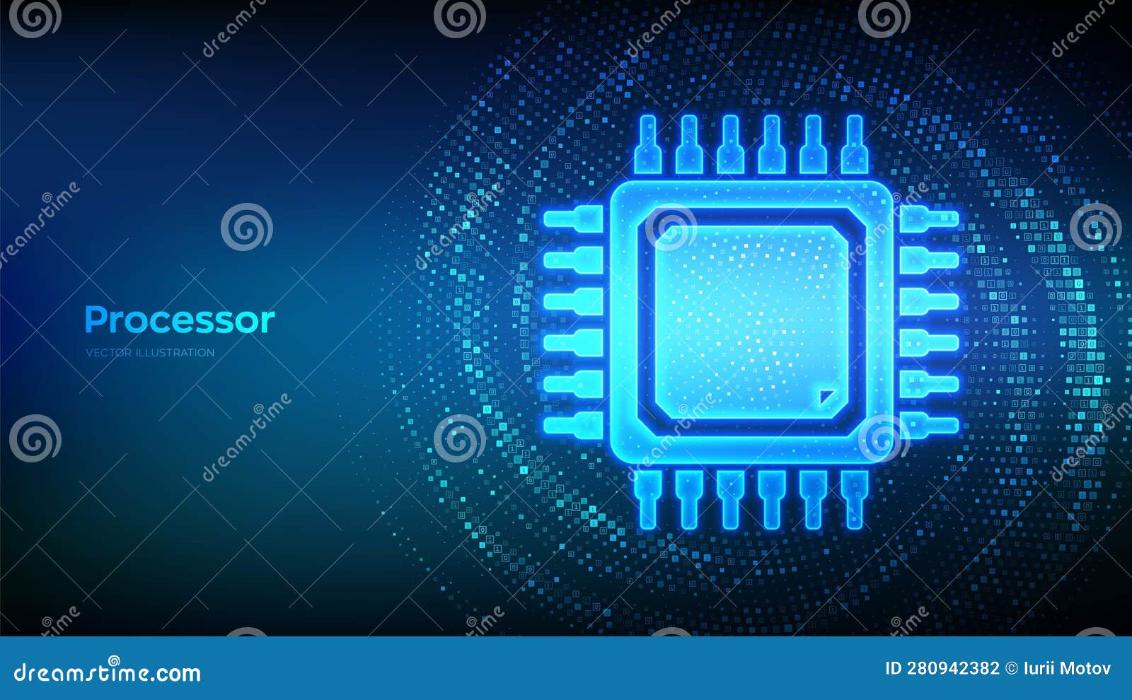 Processor. CPU Microprocessor or Chip Icon Made with Binary Code. Computer Chip. Ai Chipset ...