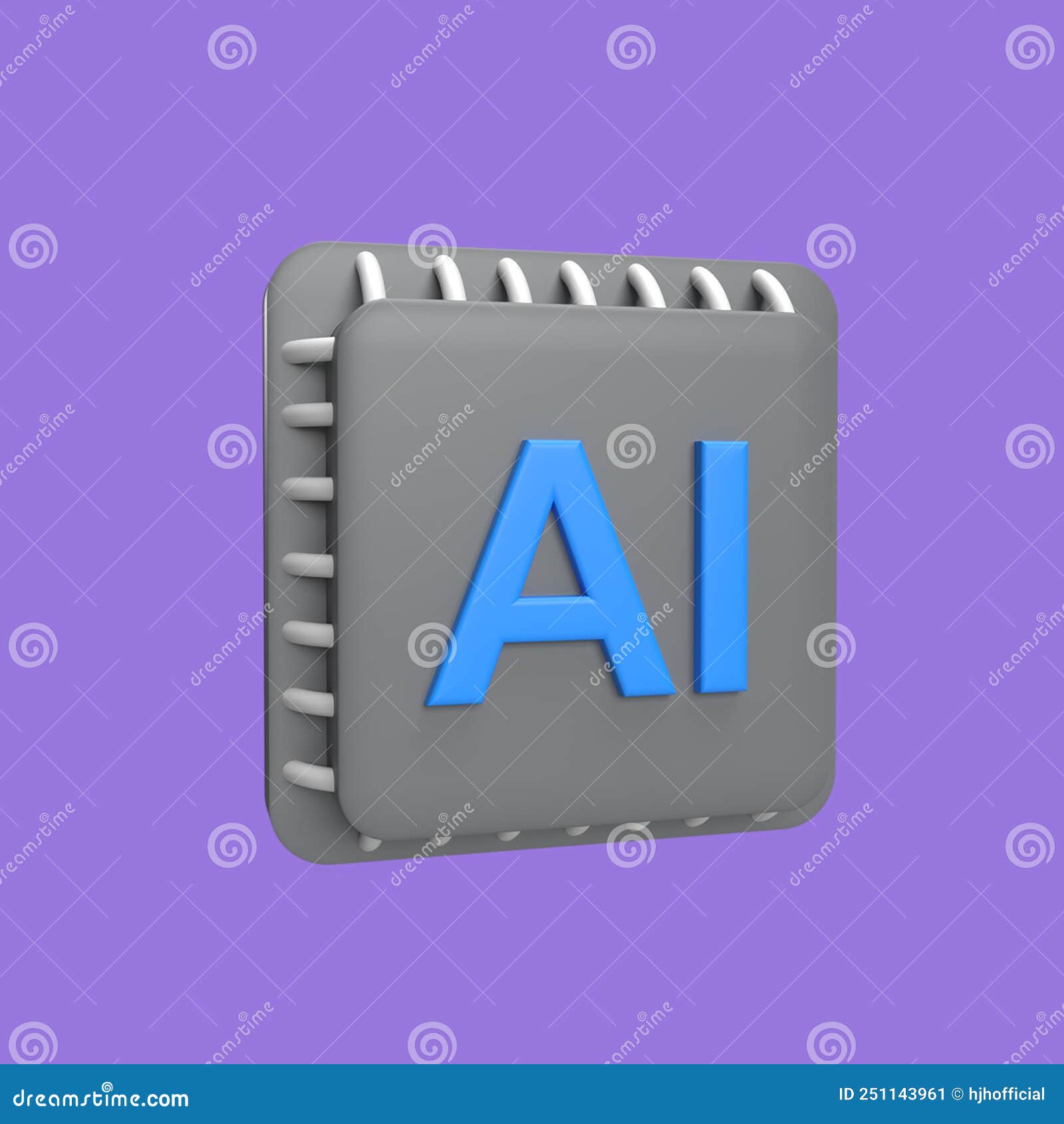 Processor 3d Icon Model Cartoon Style Concept. Render Illustration ...