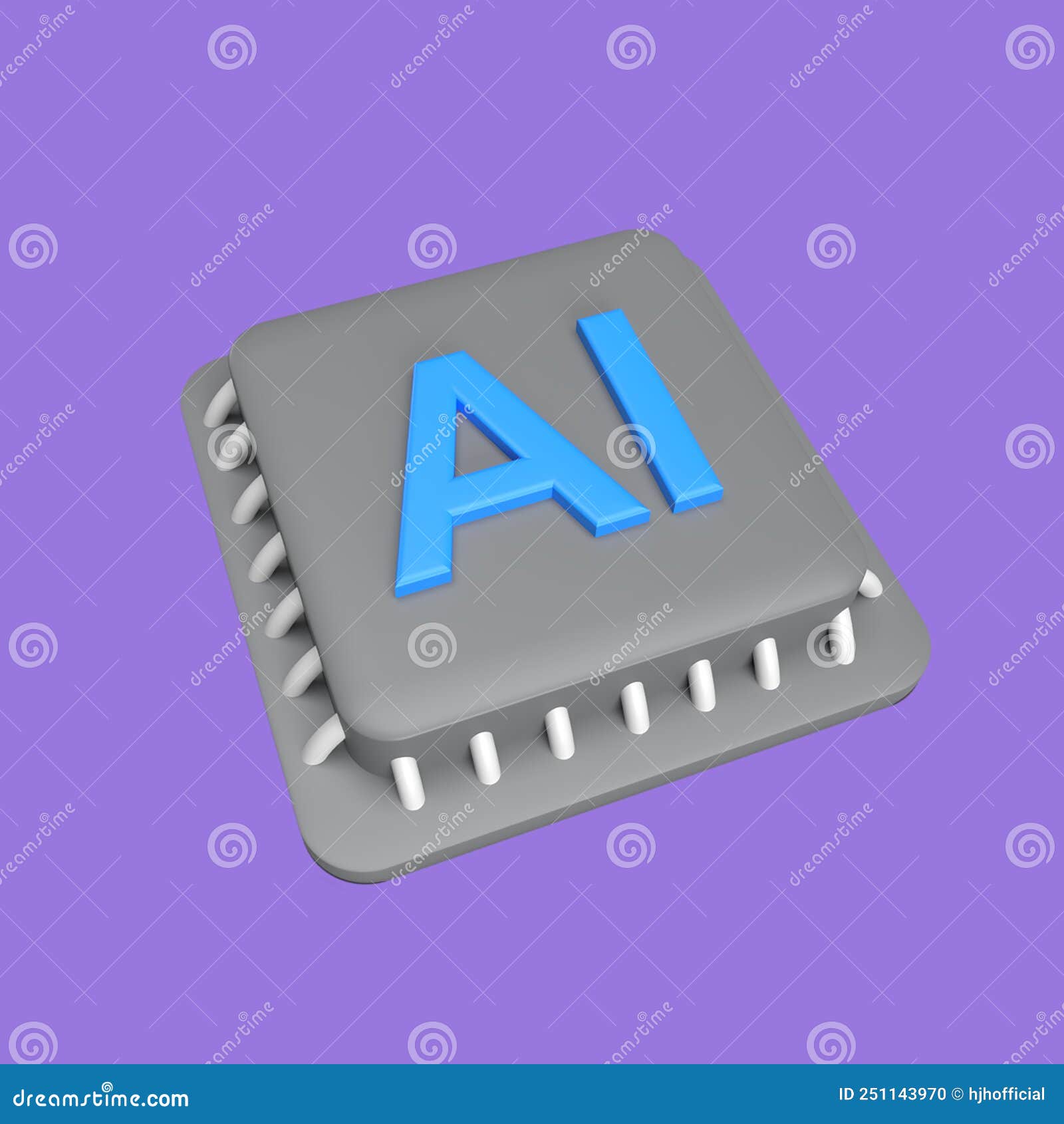 Processor 3d Icon Model Cartoon Style Concept. Render Illustration ...