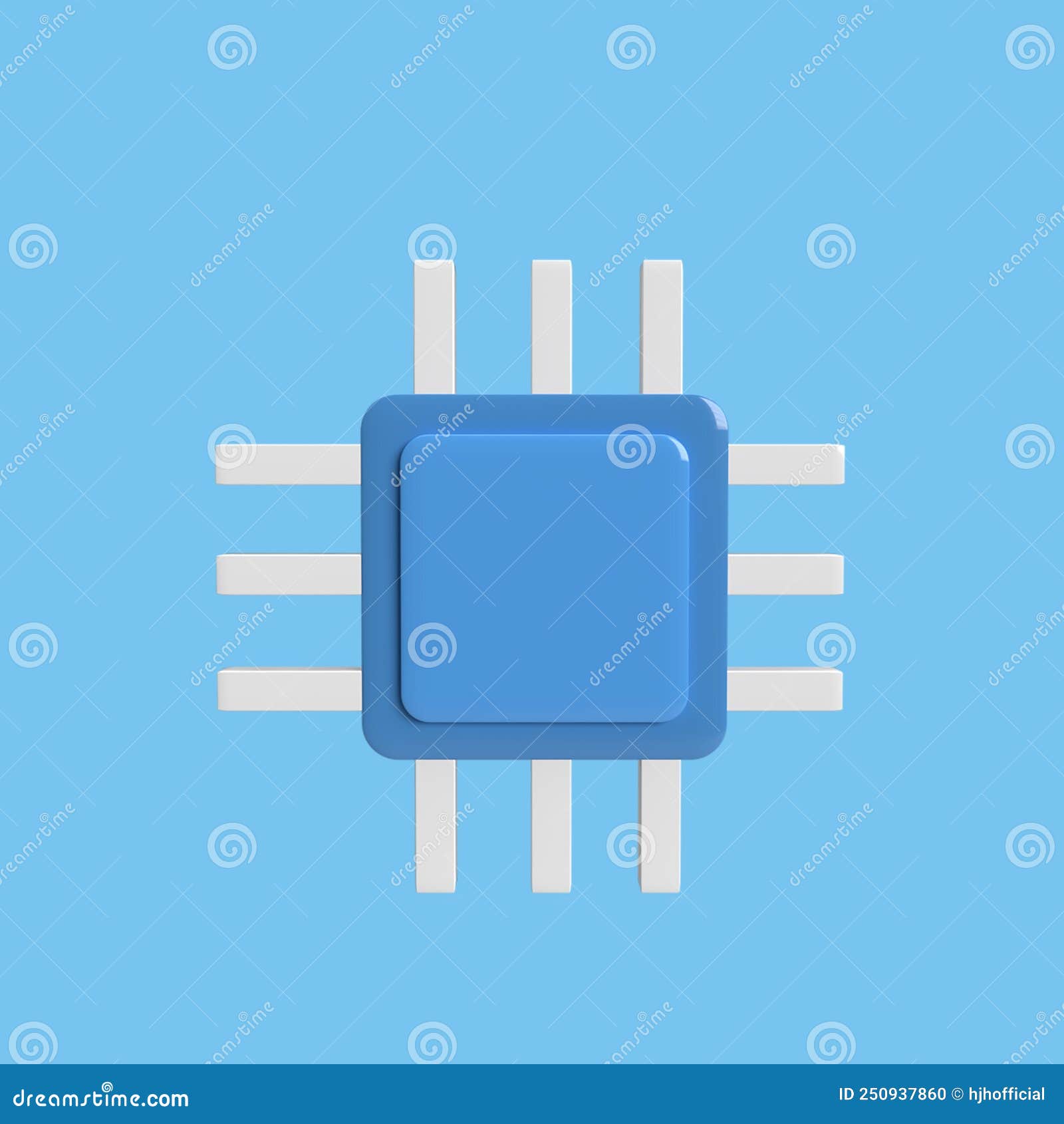 Processor 3d Model Cartoon Style. Render Illustration Stock ...