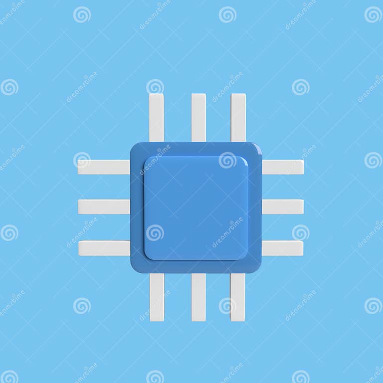 Processor 3d Model Cartoon Style. Render Illustration Stock ...