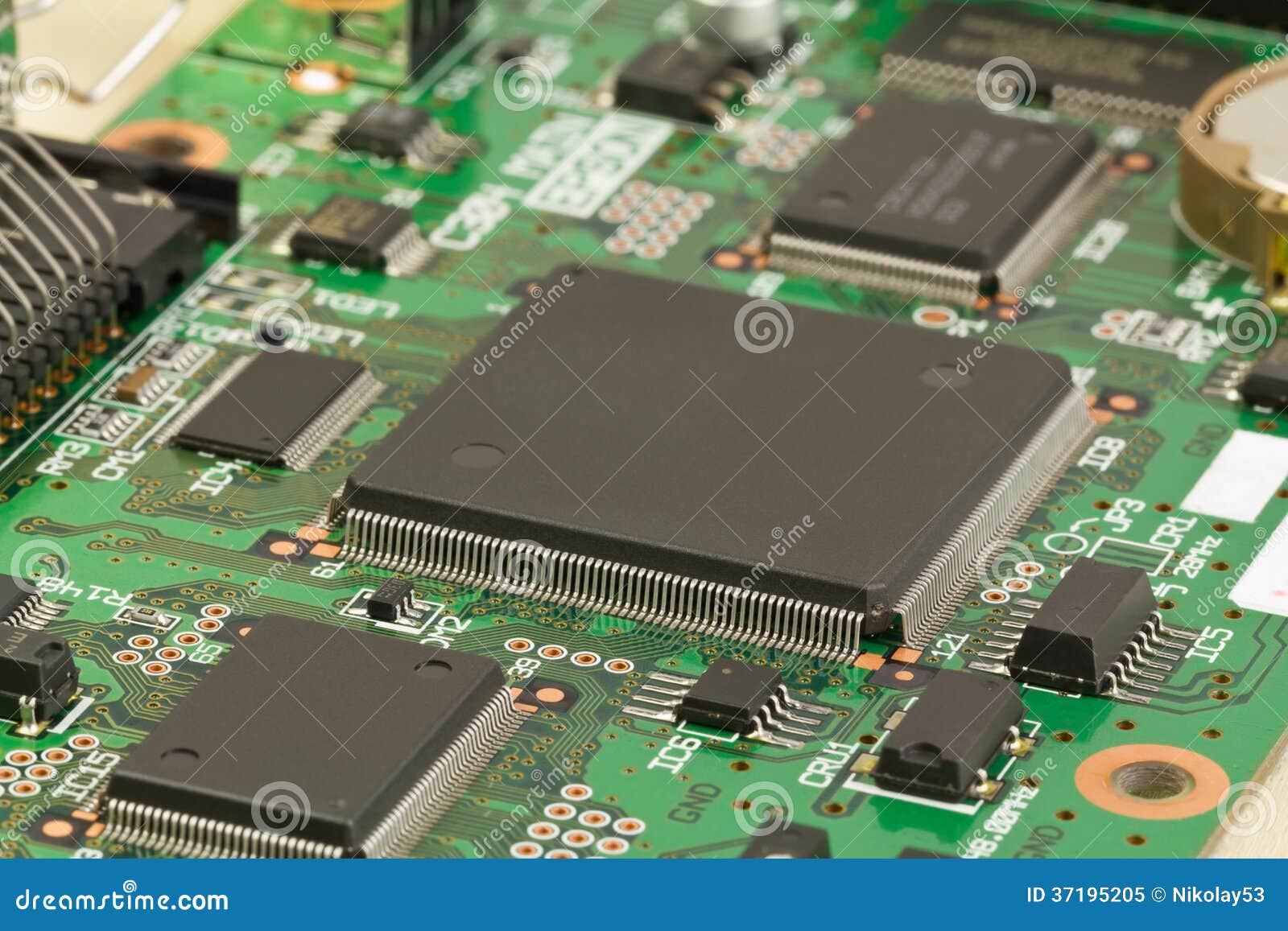 Processor on Electronic Board. Stock Image - Image of closeup, blue ...