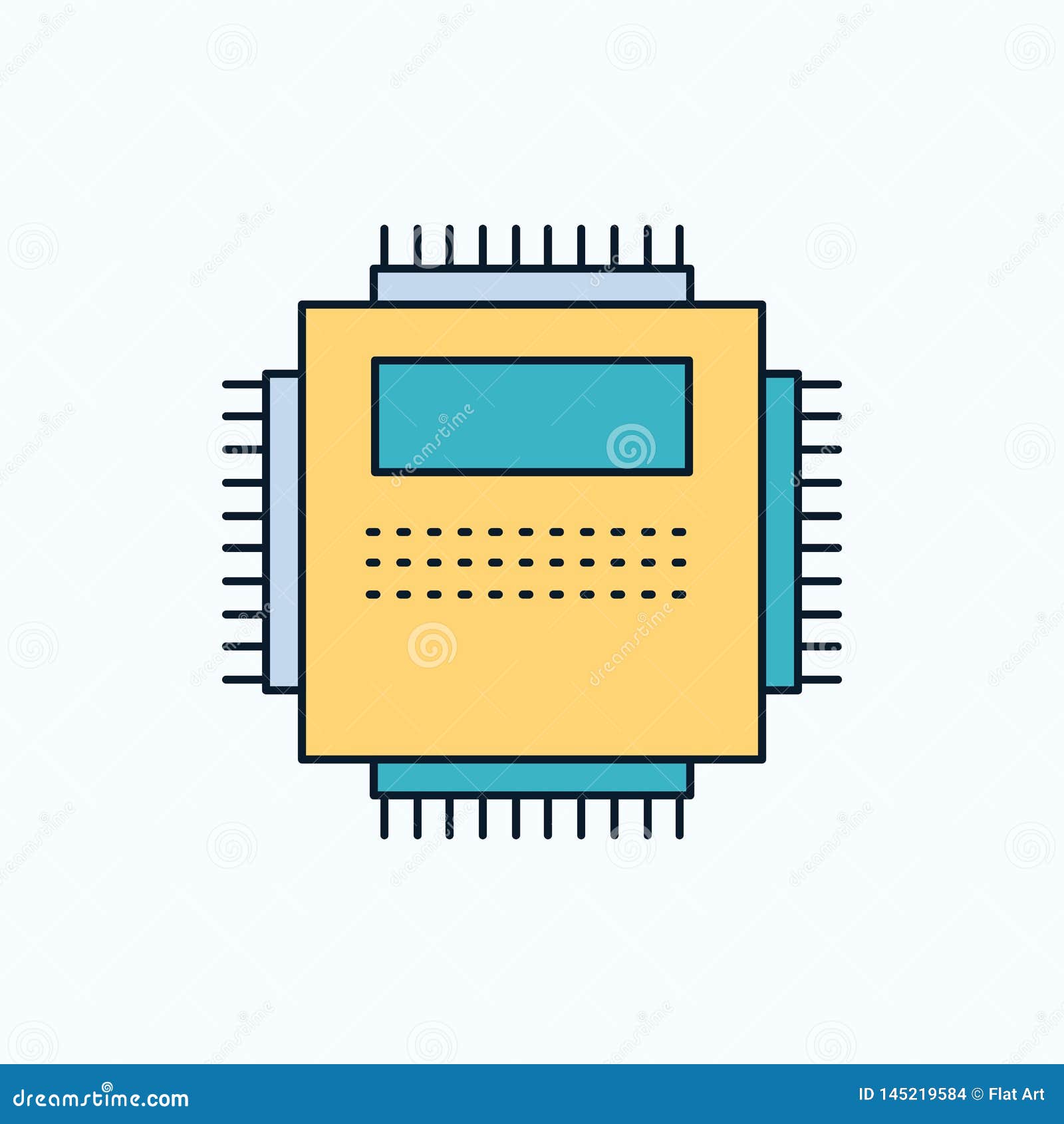 Processor, Hardware, Computer, PC, Technology Flat Icon. Green and ...