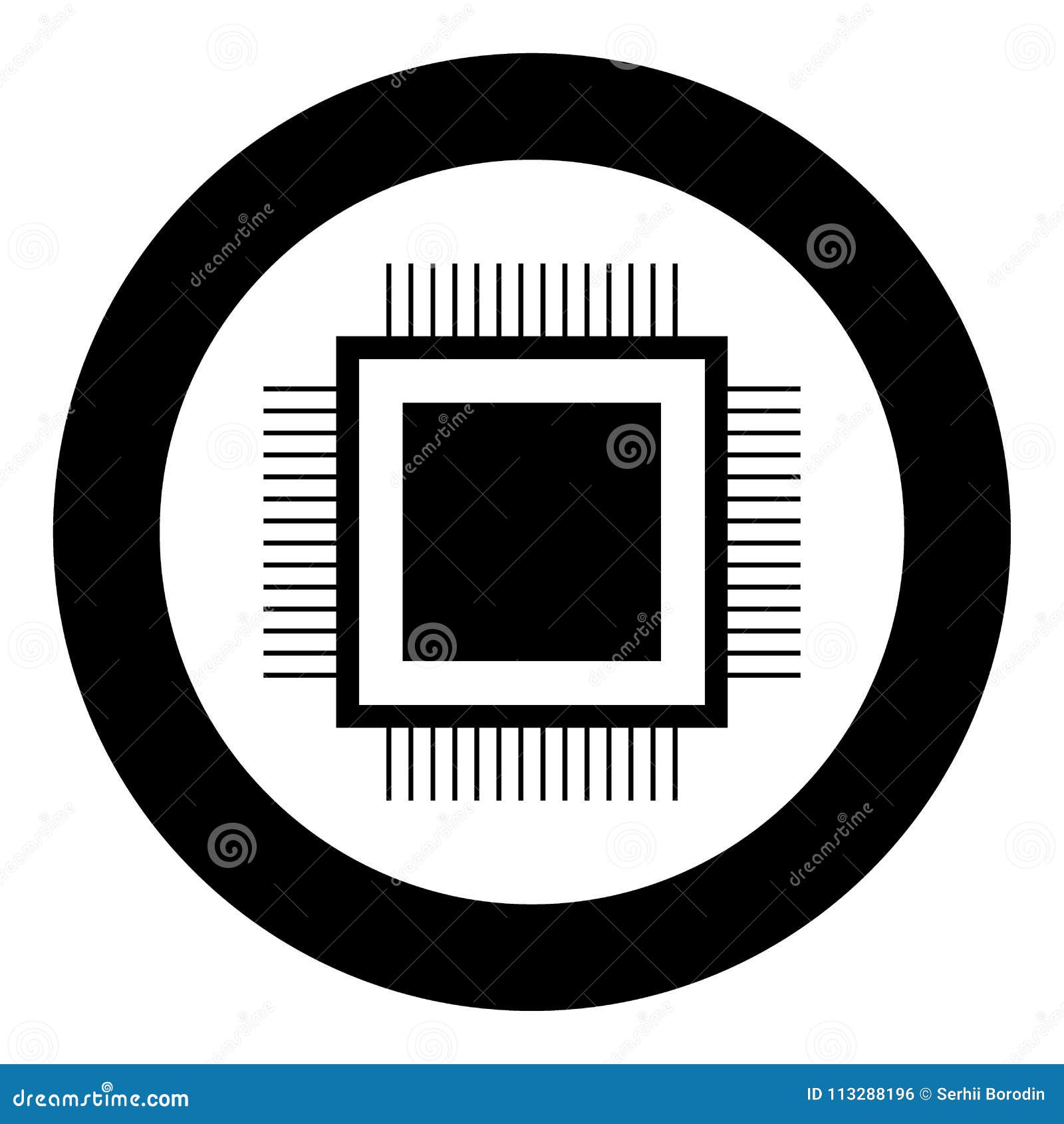 Processor Icon Black Color in Circle or Round Stock Vector ...