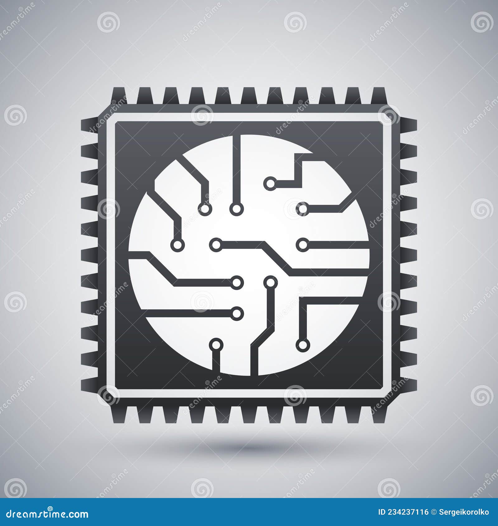 Vector Processor Chipset In 3d Outline Style On Black Background ...