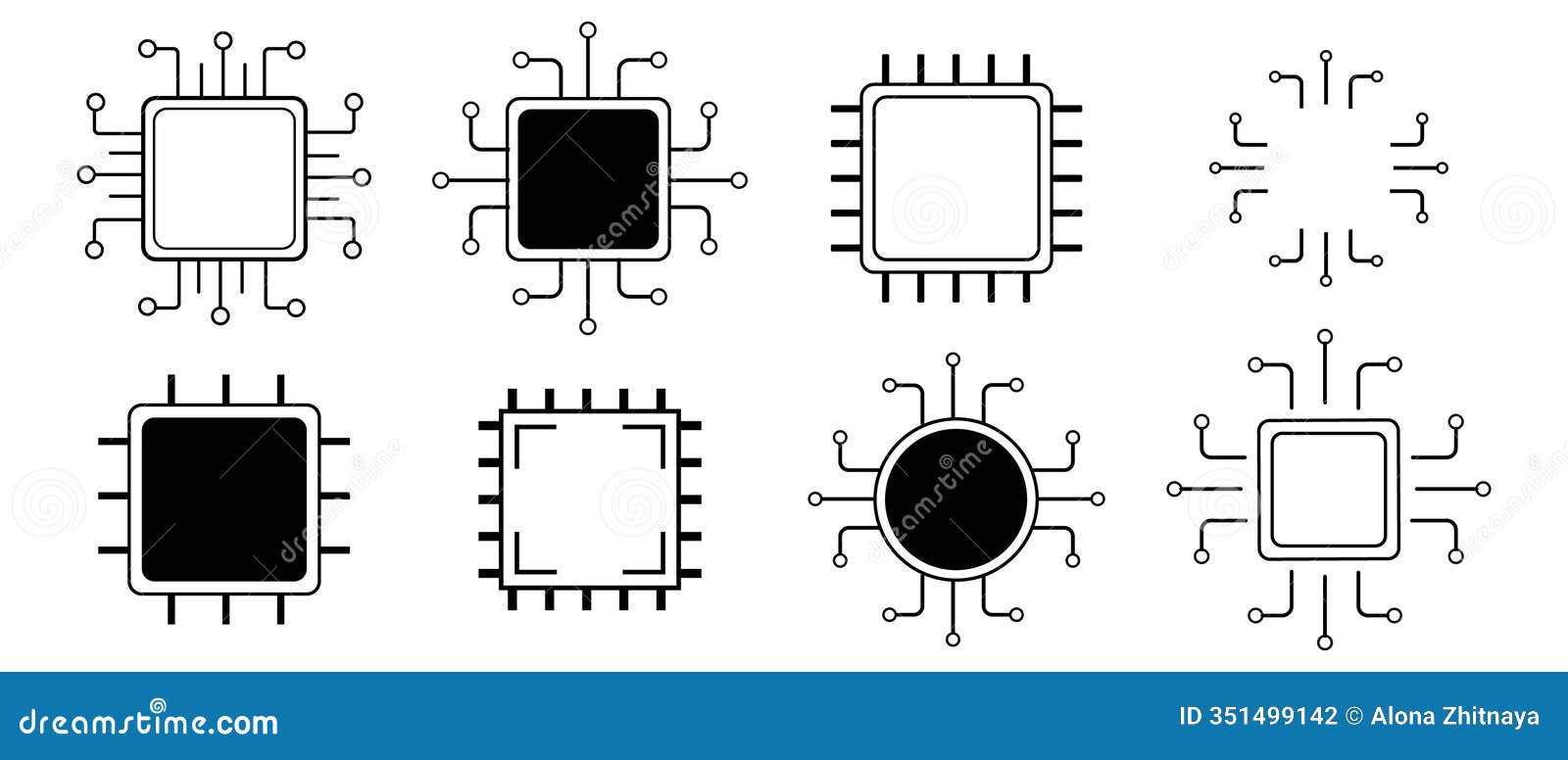 Processor Line Icon, Microchip Cpu Technology Board, Central Processing ...