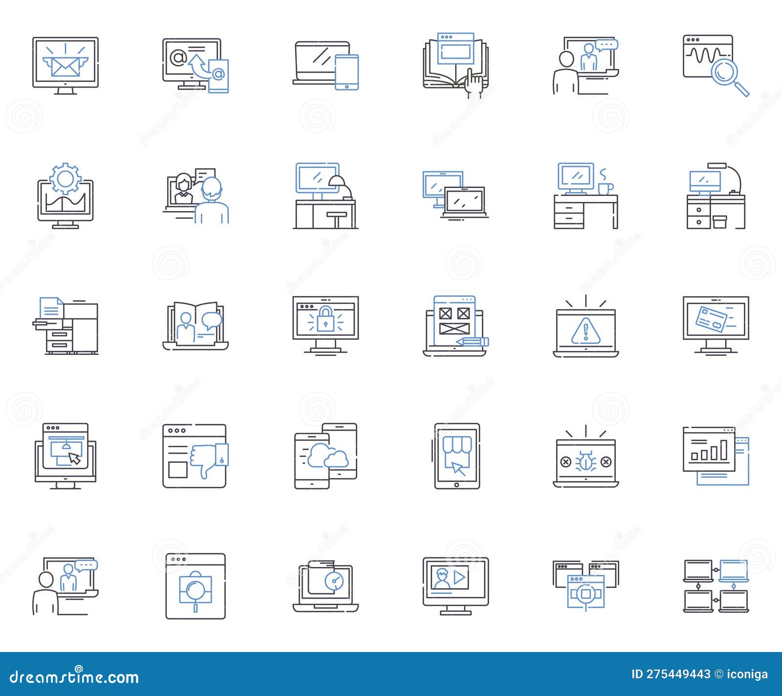 Processor Line Icons Collection. Speed, Power, Performance, Efficiency ...