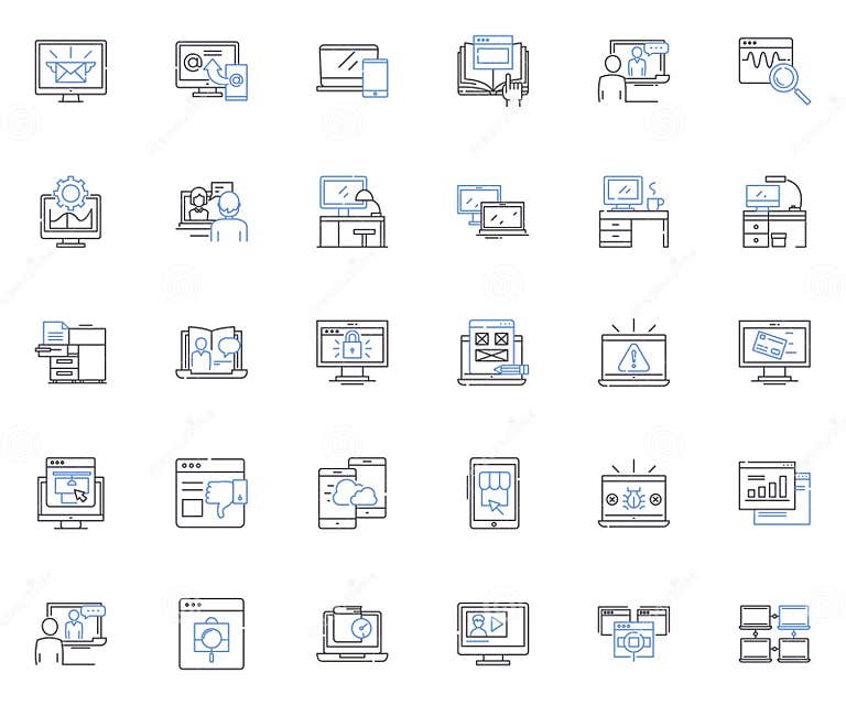 Processor Line Icons Collection. Speed, Power, Performance, Efficiency ...