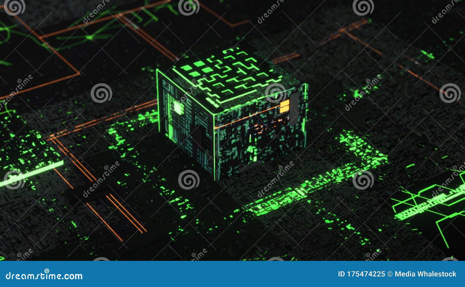 Processor or Microchip and Electronic Signals on Motherboard Circuit ...