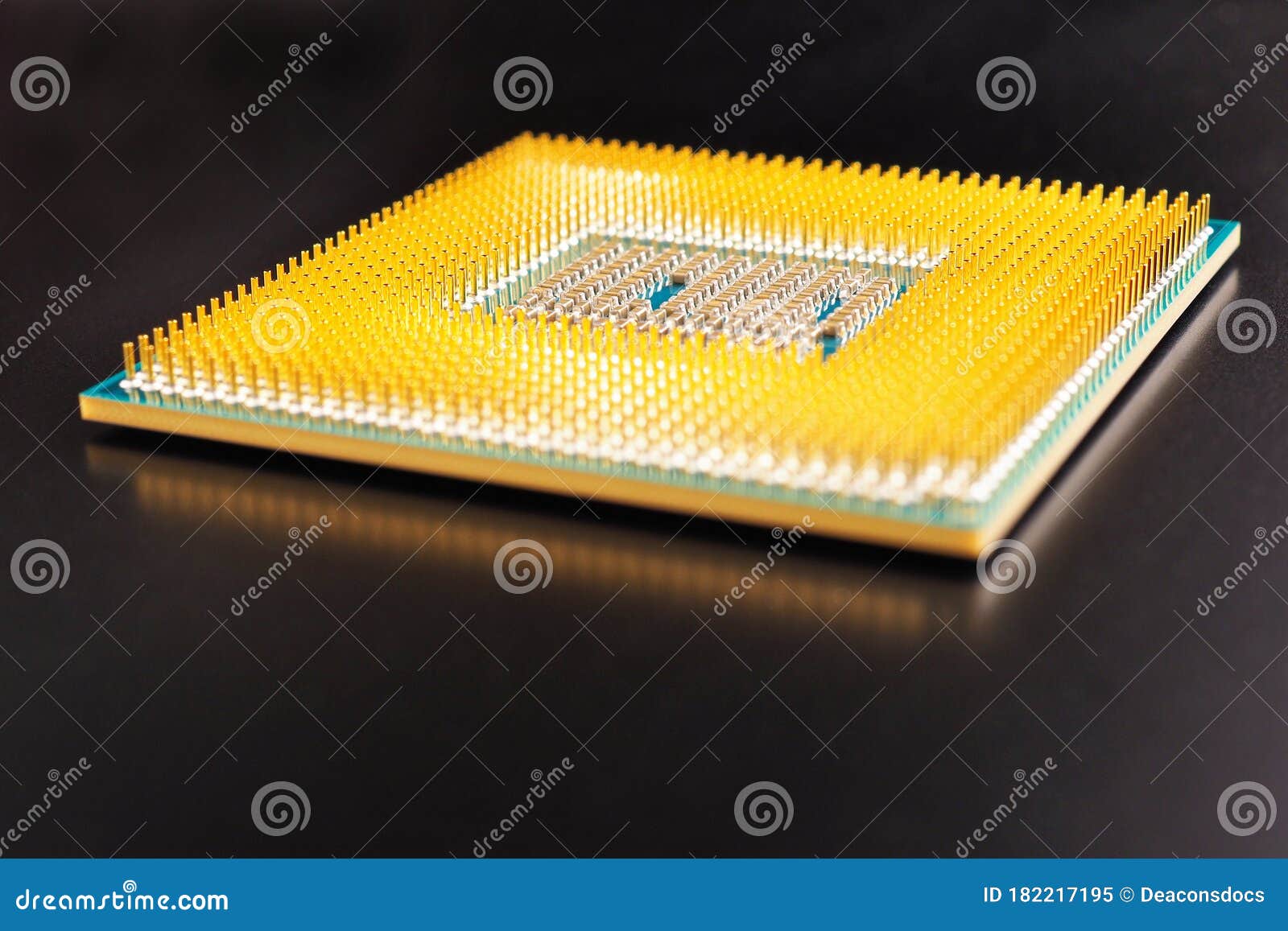 Processor Microprocessor of a Computer or Laptop Lies on a Dark Matte ...