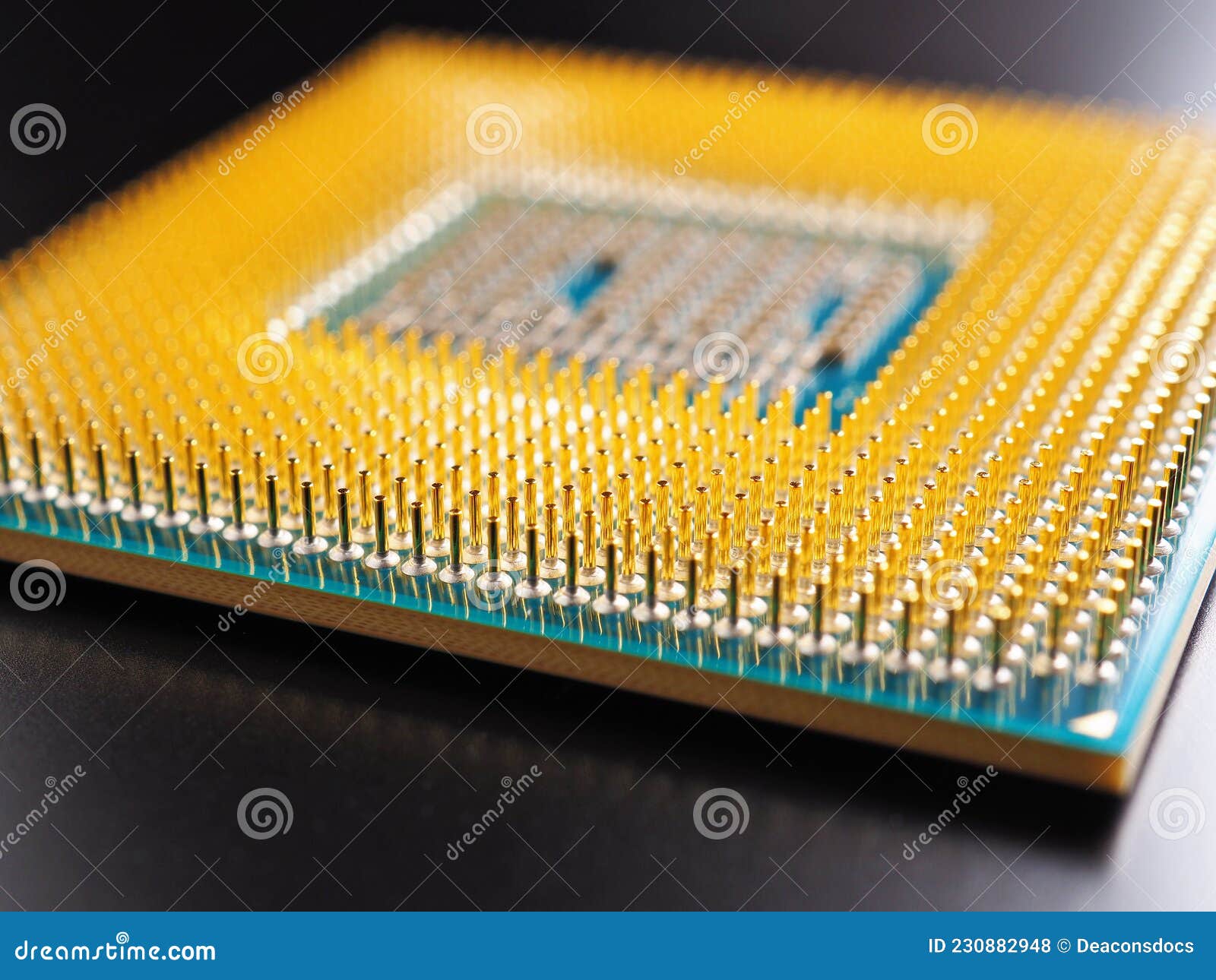 Processor Microprocessor of a Computer or Laptop Lies on a Dark Matte ...