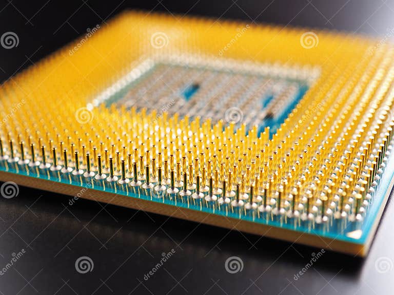 Processor Microprocessor of a Computer or Laptop Lies on a Dark Matte ...