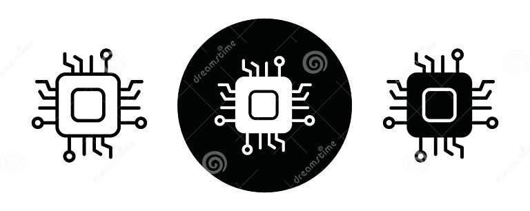 Processor Outline Icon Collection or Set. Processor Thin Vector Line ...