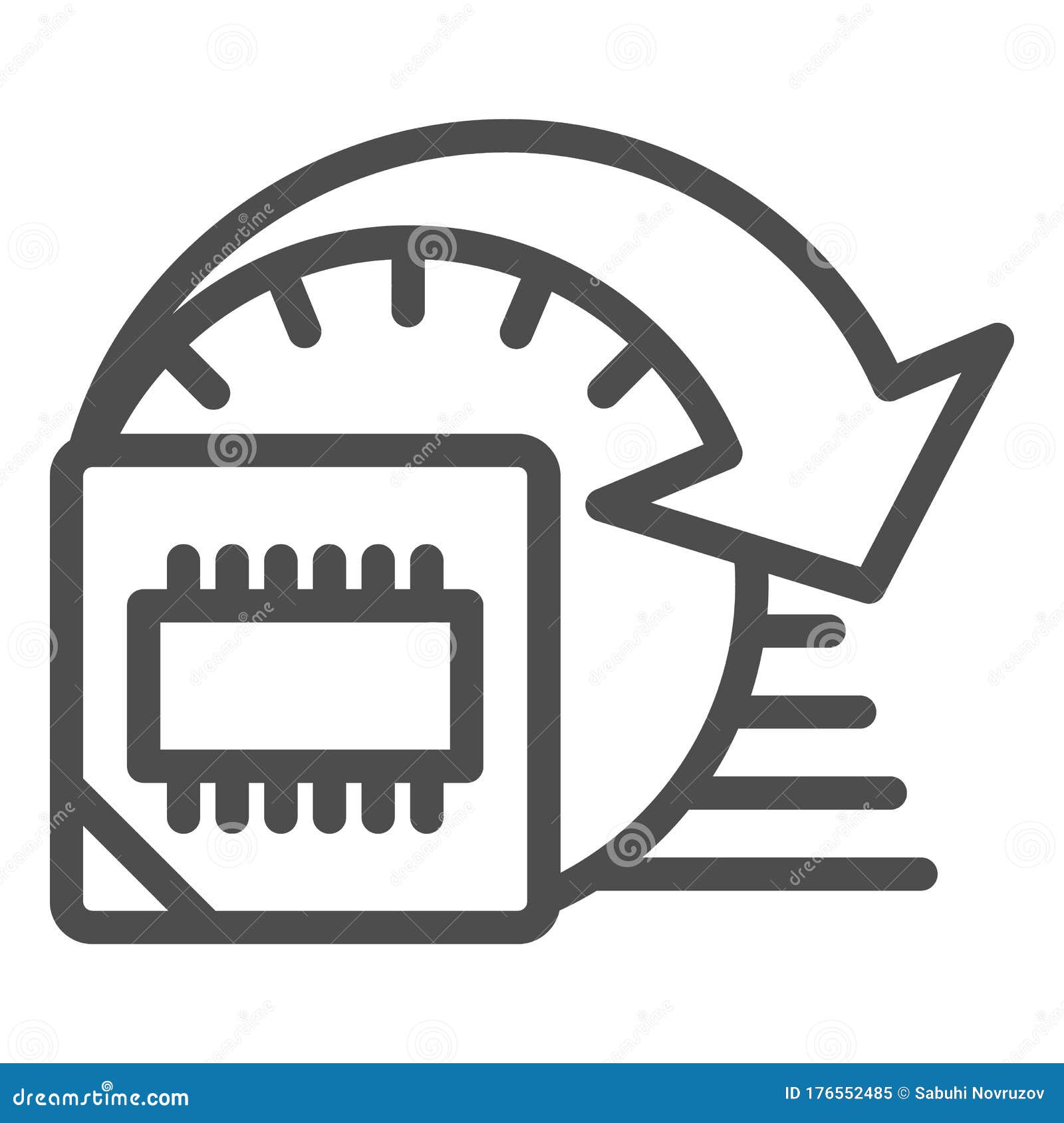 Processor Overlocking Line Icon. Computer Microchip High Performance ...