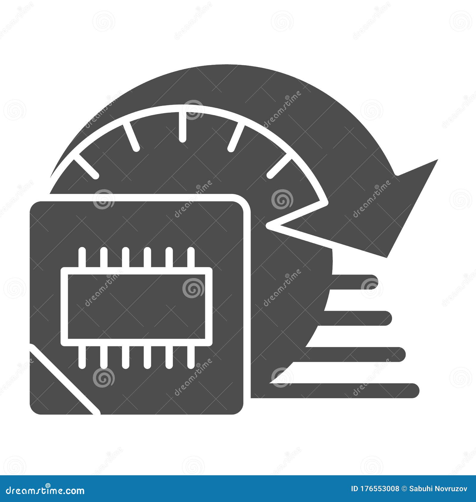 Processor Overlocking Solid Icon. Computer Microchip High Performance ...