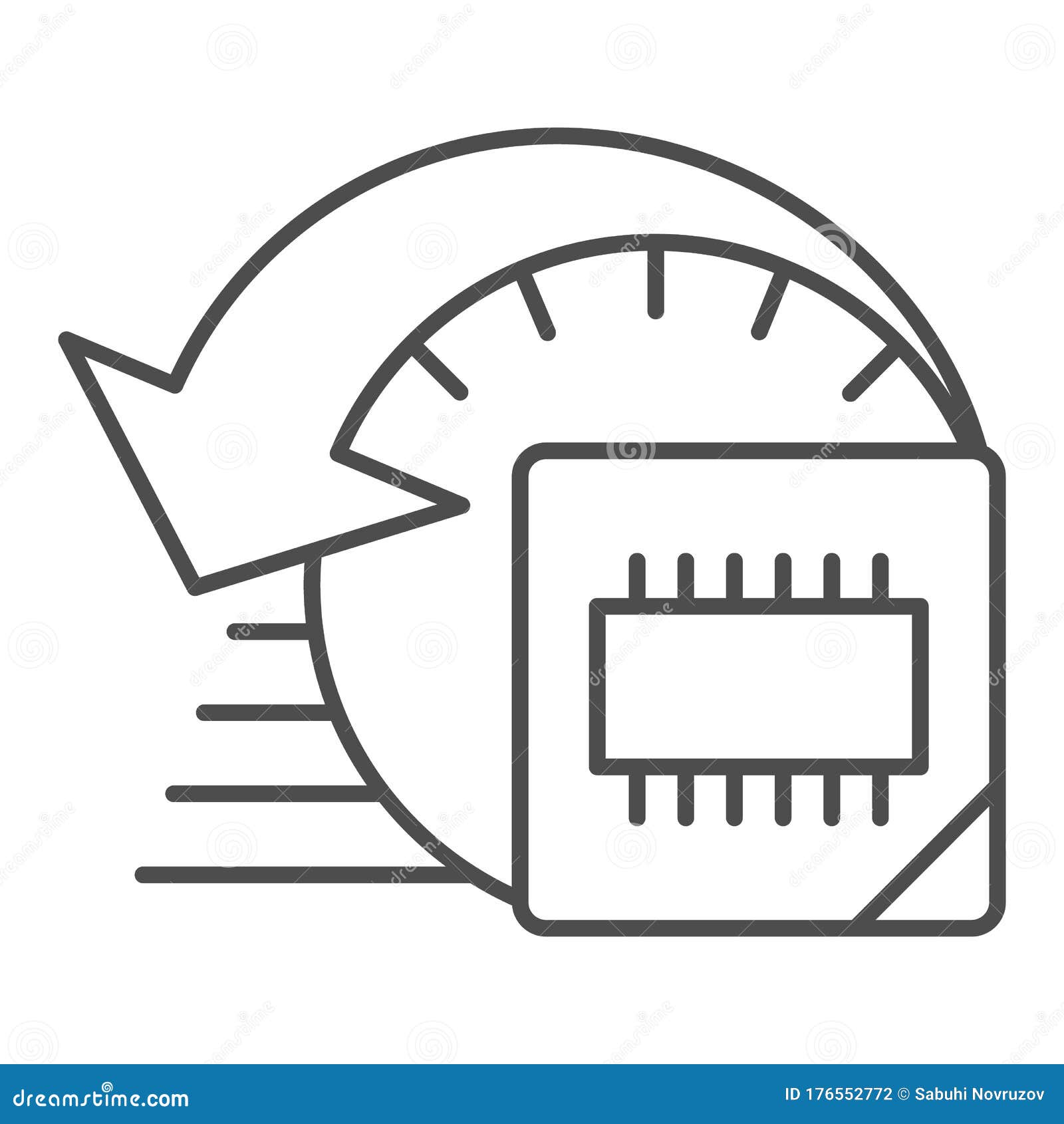Processor Overlocking Thin Line Icon. Computer Microchip High ...