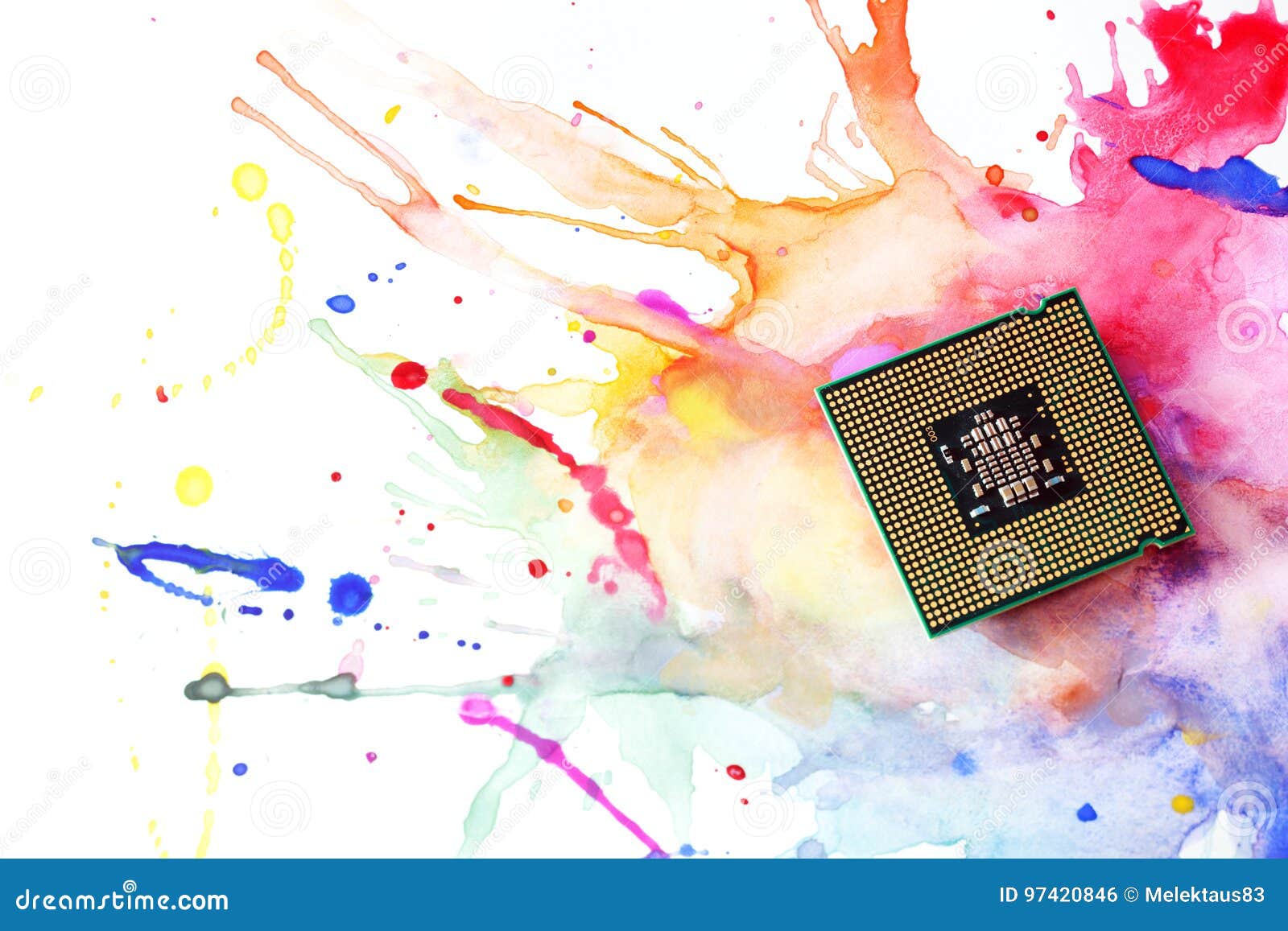 Processor on the paint stock photo. Image of flowing - 97420846