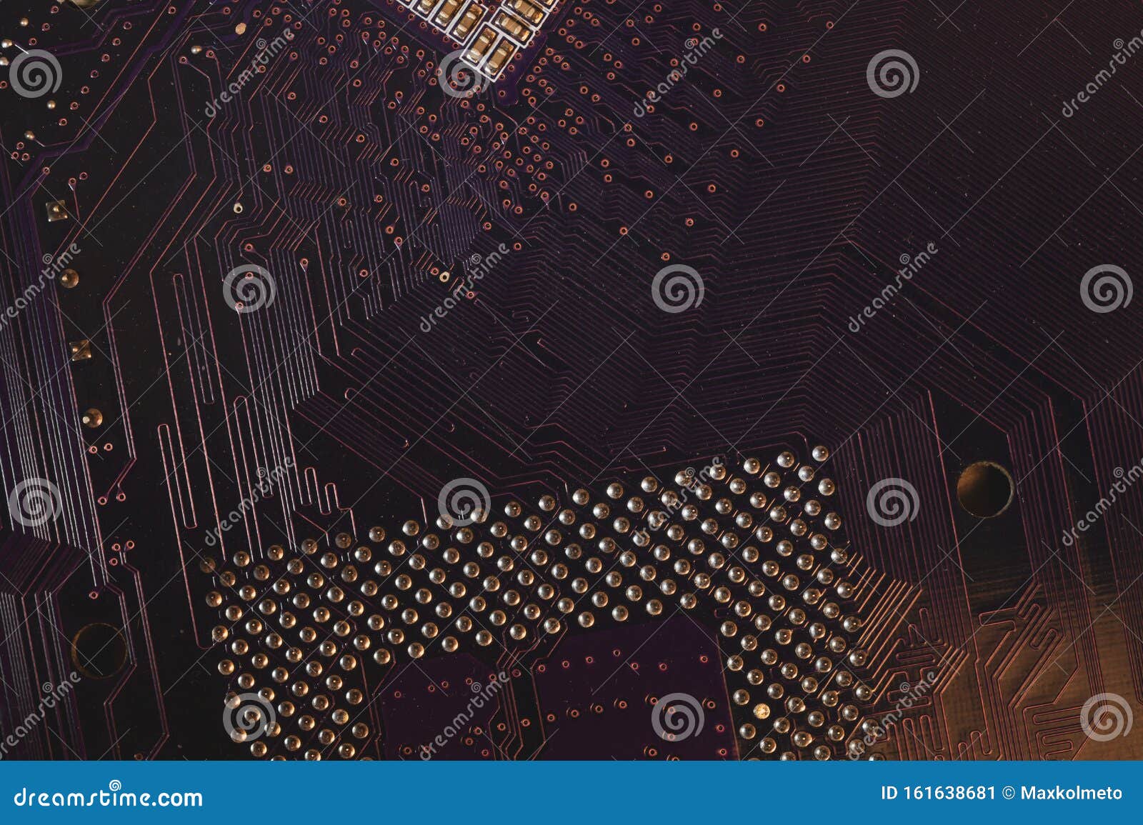 Macro Of Computer Processor On Blue Motherboard Stock Photography ...