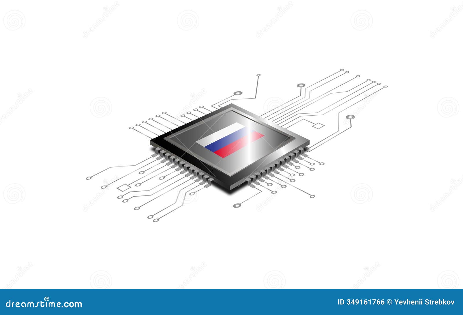 Processor with Russian Flag on a White Background. Technology Concept ...
