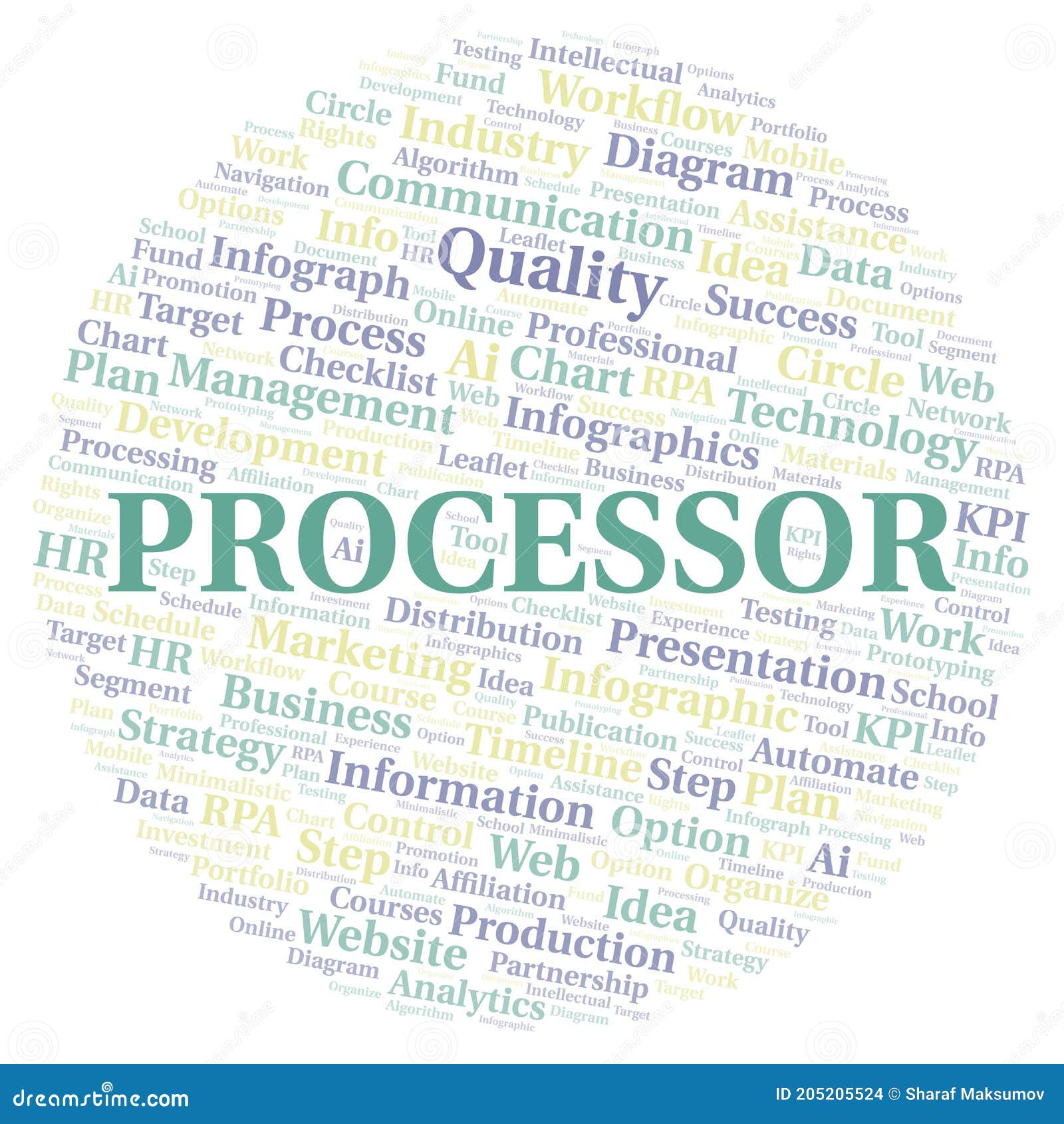 Processor Typography Word Cloud Create with the Text only. Stock ...