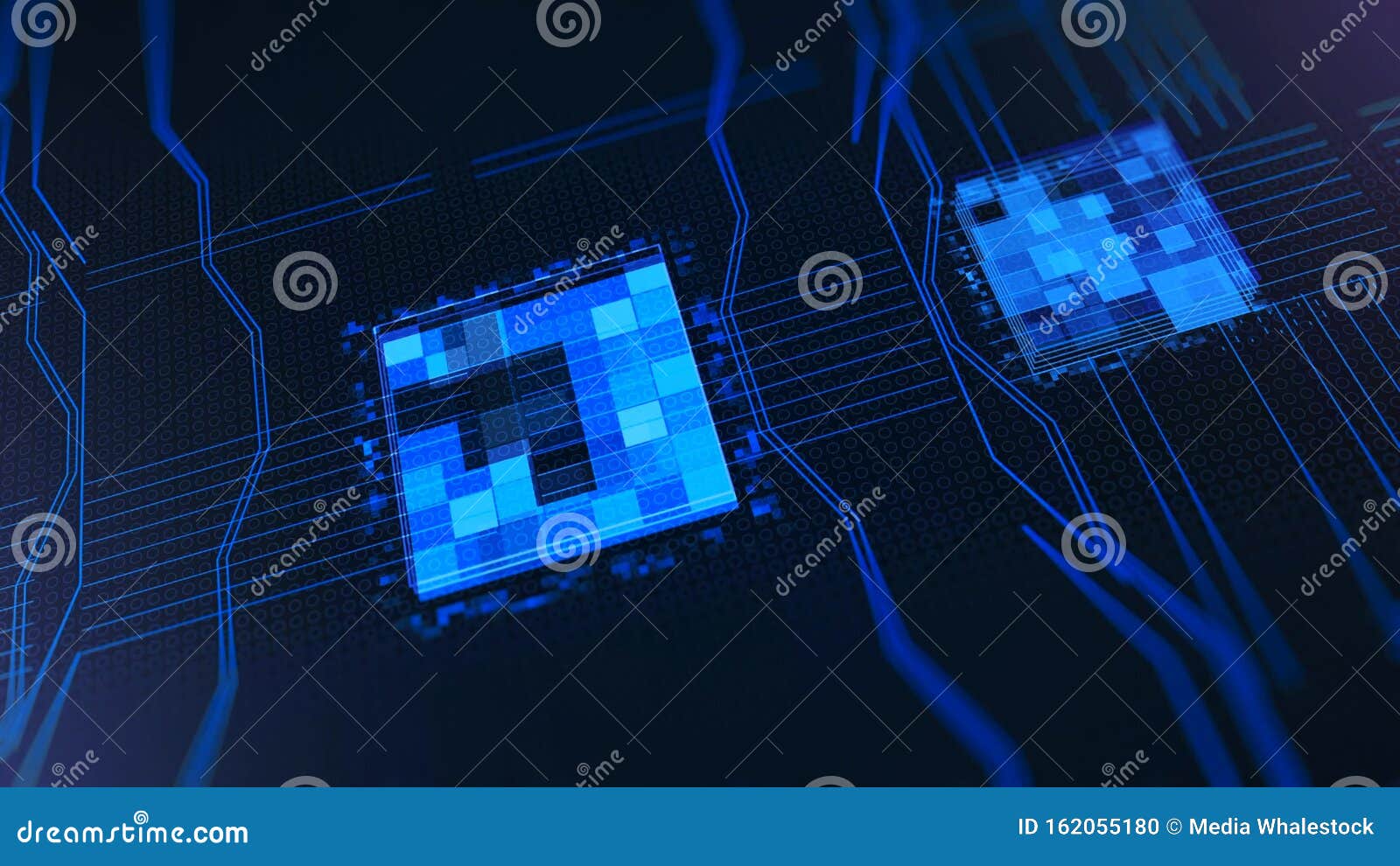 Processors CPU Concept. Animation. Motherboard Digital Chip. Abstract ...