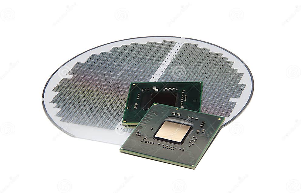 Processors on Silicon Wafer Stock Image - Image of electronics ...