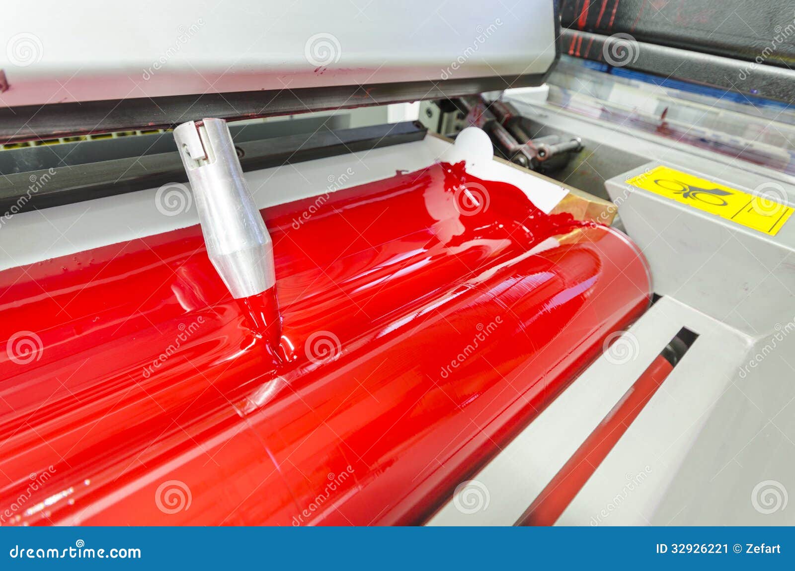Processred Ink in Offset Print Machine Fountains Stock Image - Image of ...