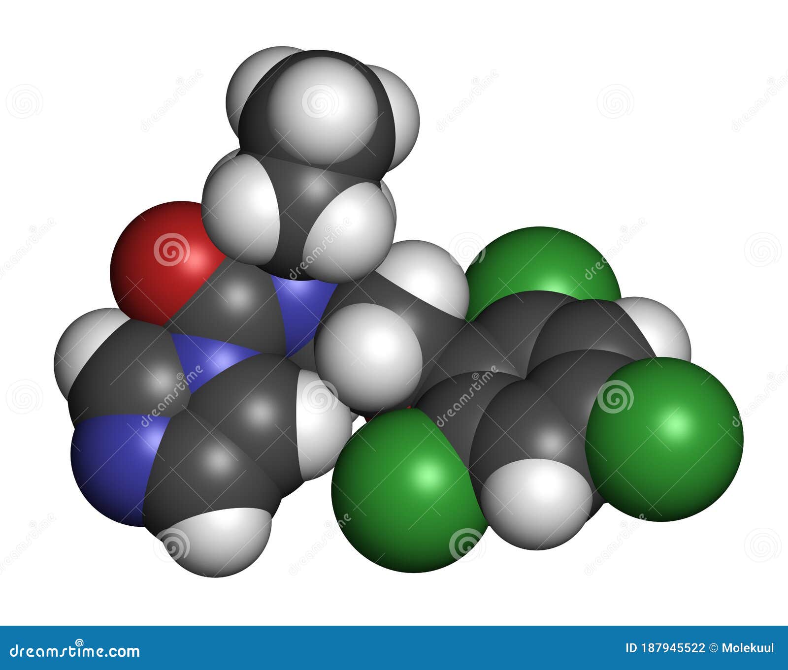 Prochloraz Fungicide Molecule. 3D Rendering. Atoms are Represented As ...