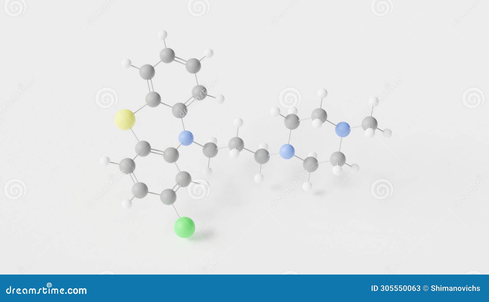 Prochlorperazine Molecule 3d, Molecular Structure, Ball and Stick Model ...