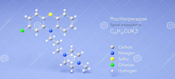 Prochlorperazine Molecule, Molecular Structures, Compazine, 3d Model ...