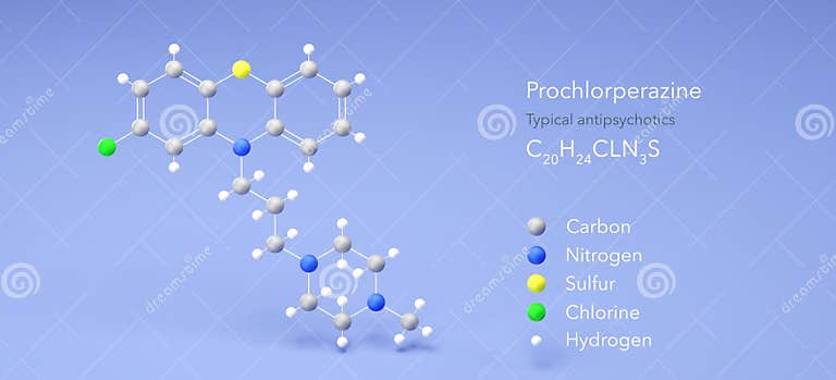 Prochlorperazine Molecule, Molecular Structures, Compazine, 3d Model ...
