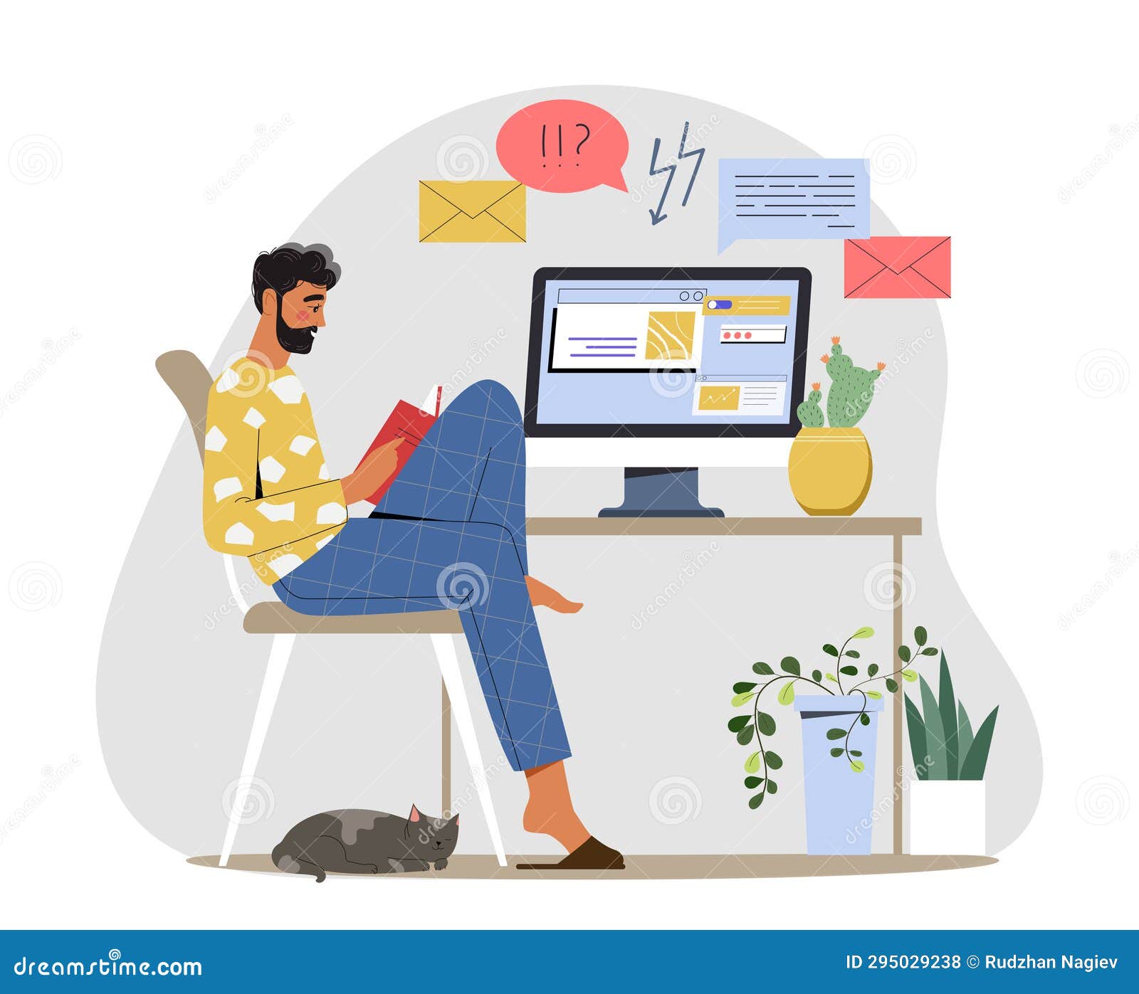 Procrastinating Man Indoor Vector Concept Stock Vector - Illustration ...