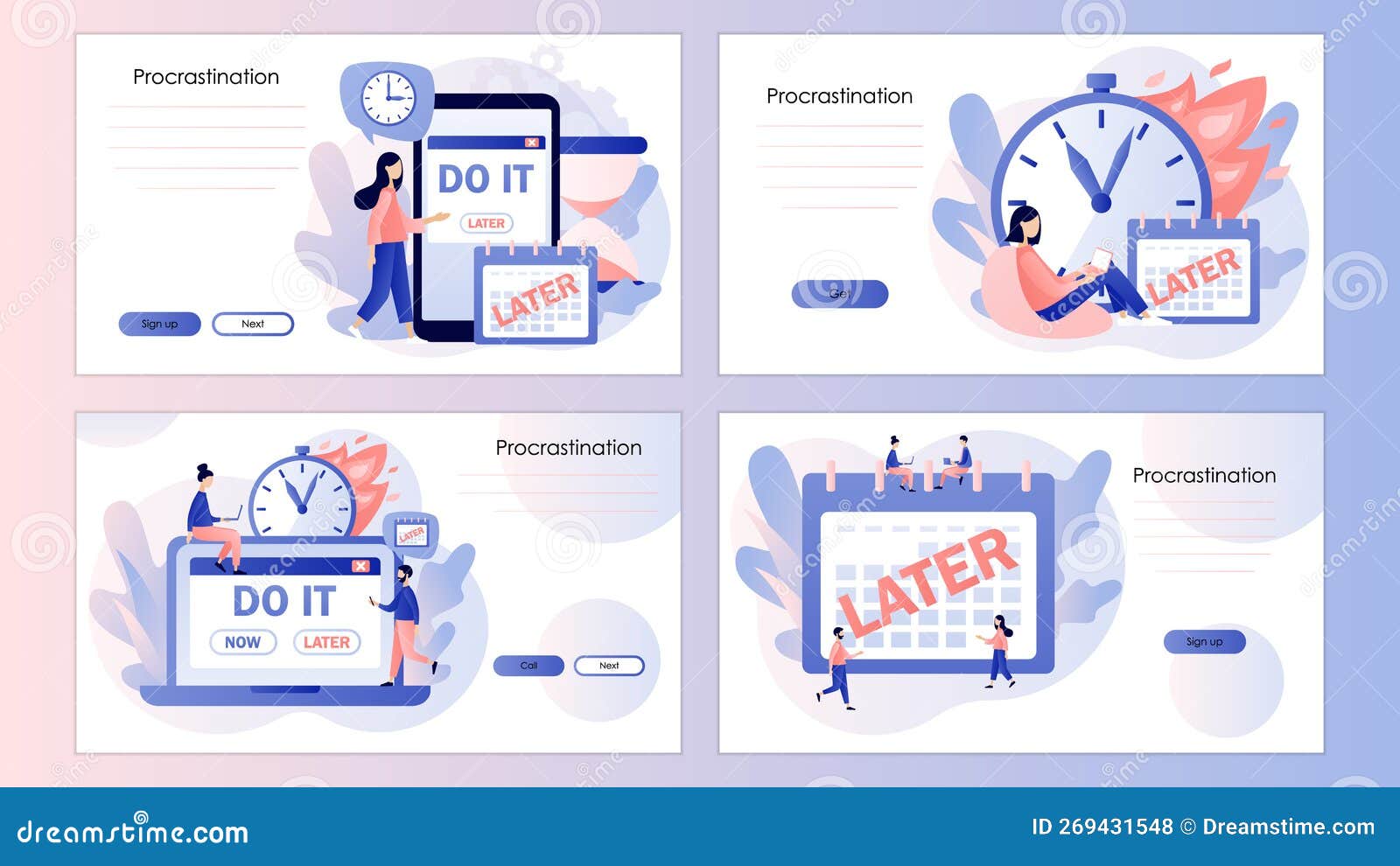 Procrastination Concept. Do it Later. Tiny People Procrastinating ...