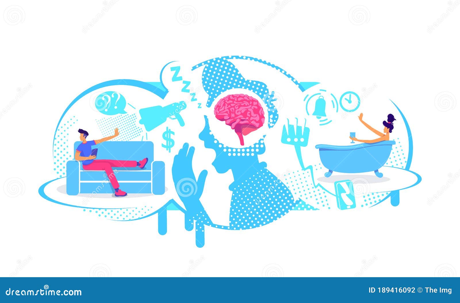 External Stimuli Of Brain Activity Flat Color Vector Object Set ...