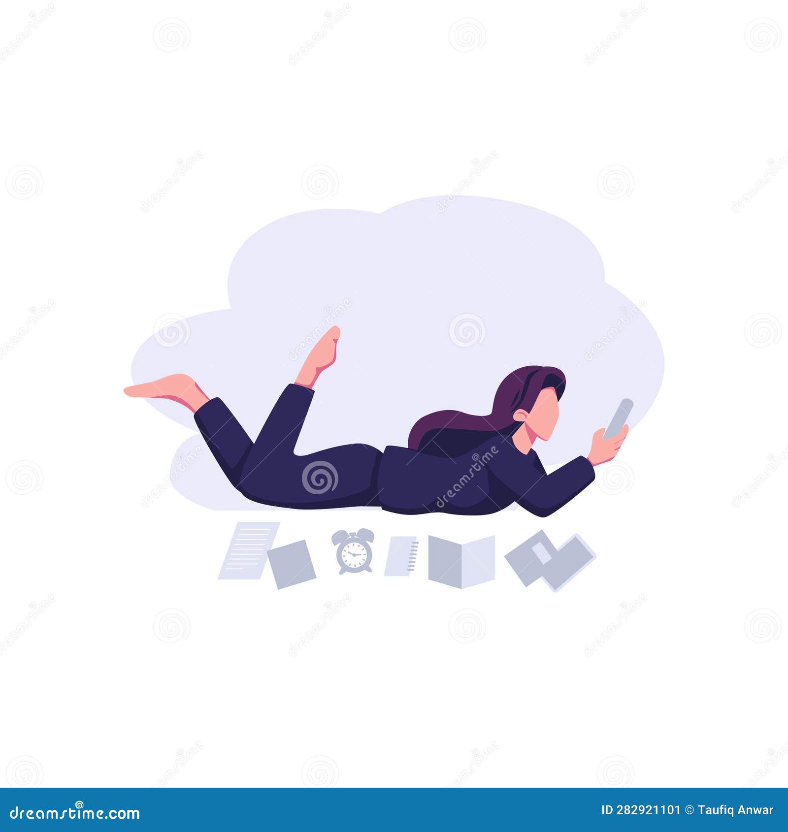 Procrastination Flat Style Illustration Vectoe Design Cartoon Vector ...