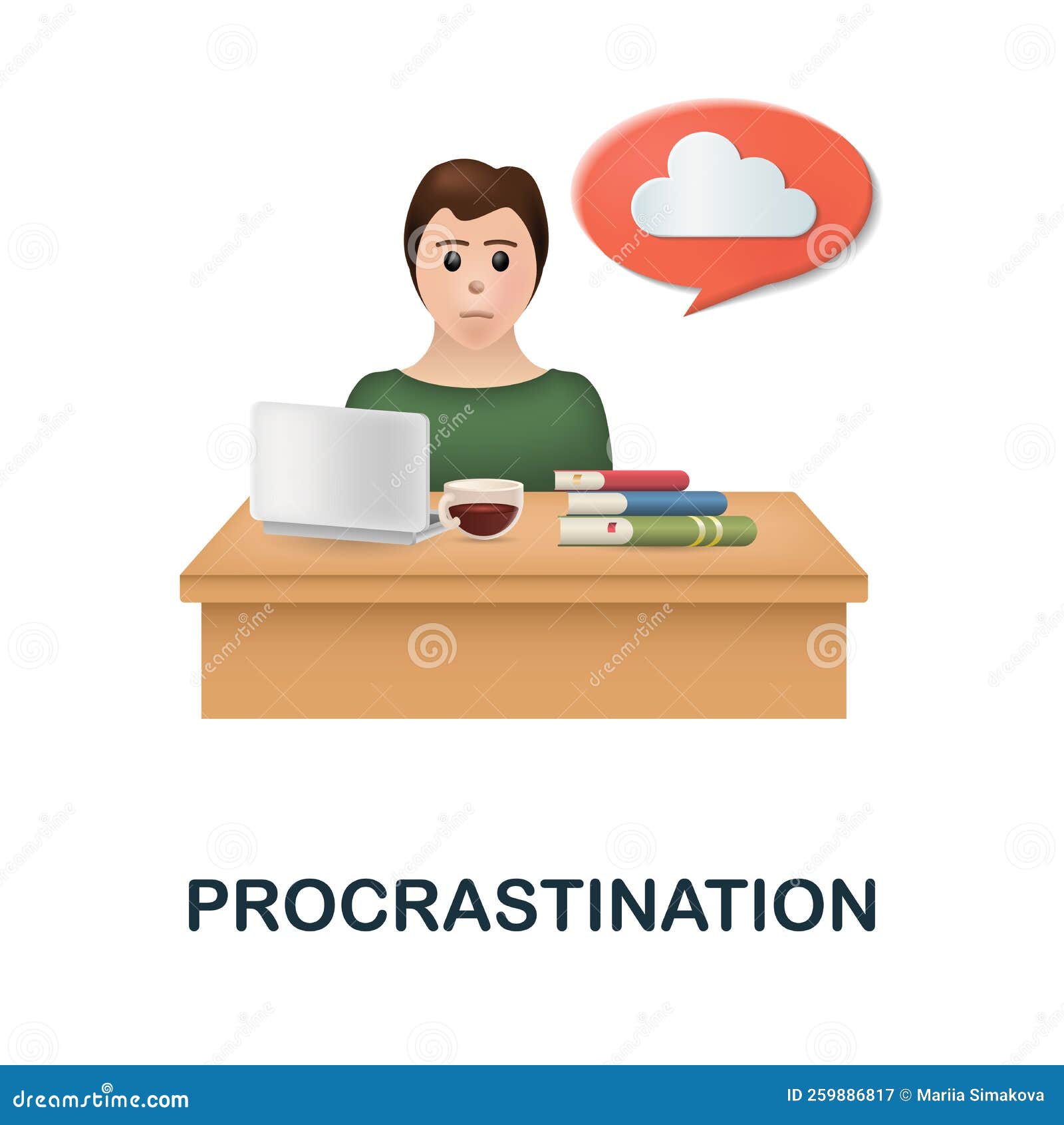 Procrastination Icon. 3d Illustration from Human Productivity ...