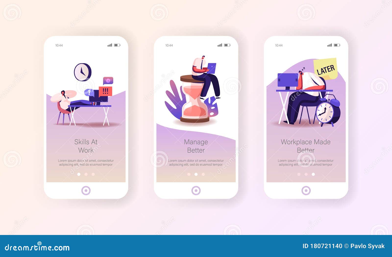 Procrastination, Time Management Business Process Mobile App Page ...